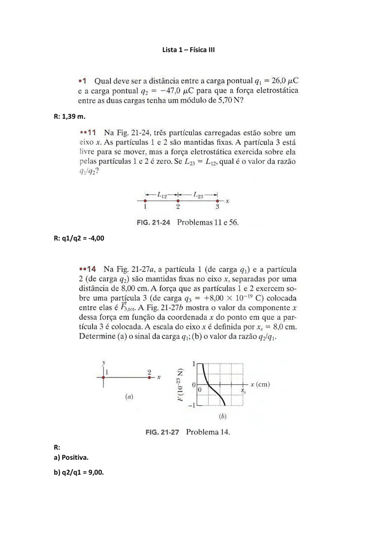 Lista De ExercÍcios De Física Docsity