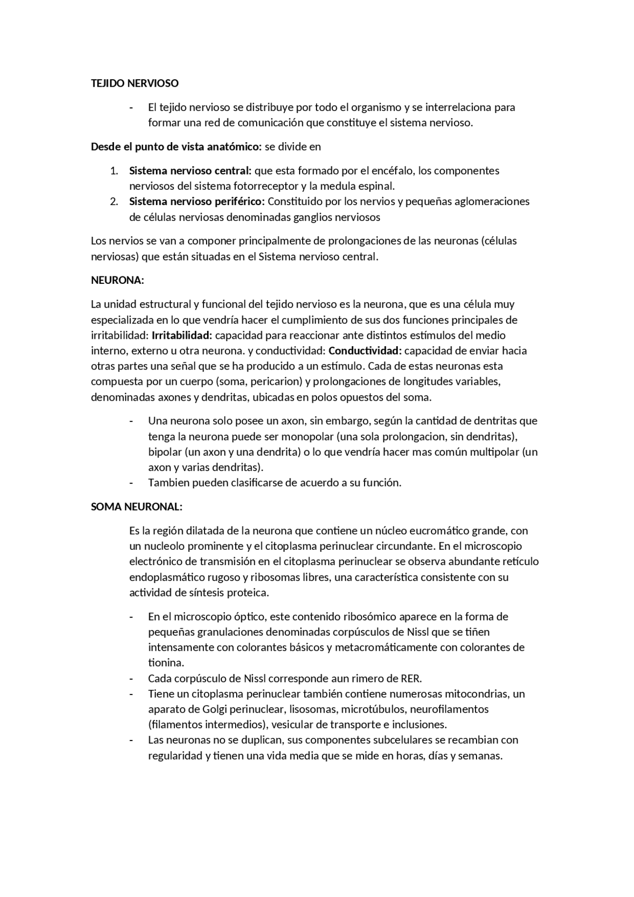 Sistema Nervioso Ross Apuntes De Histología Docsity