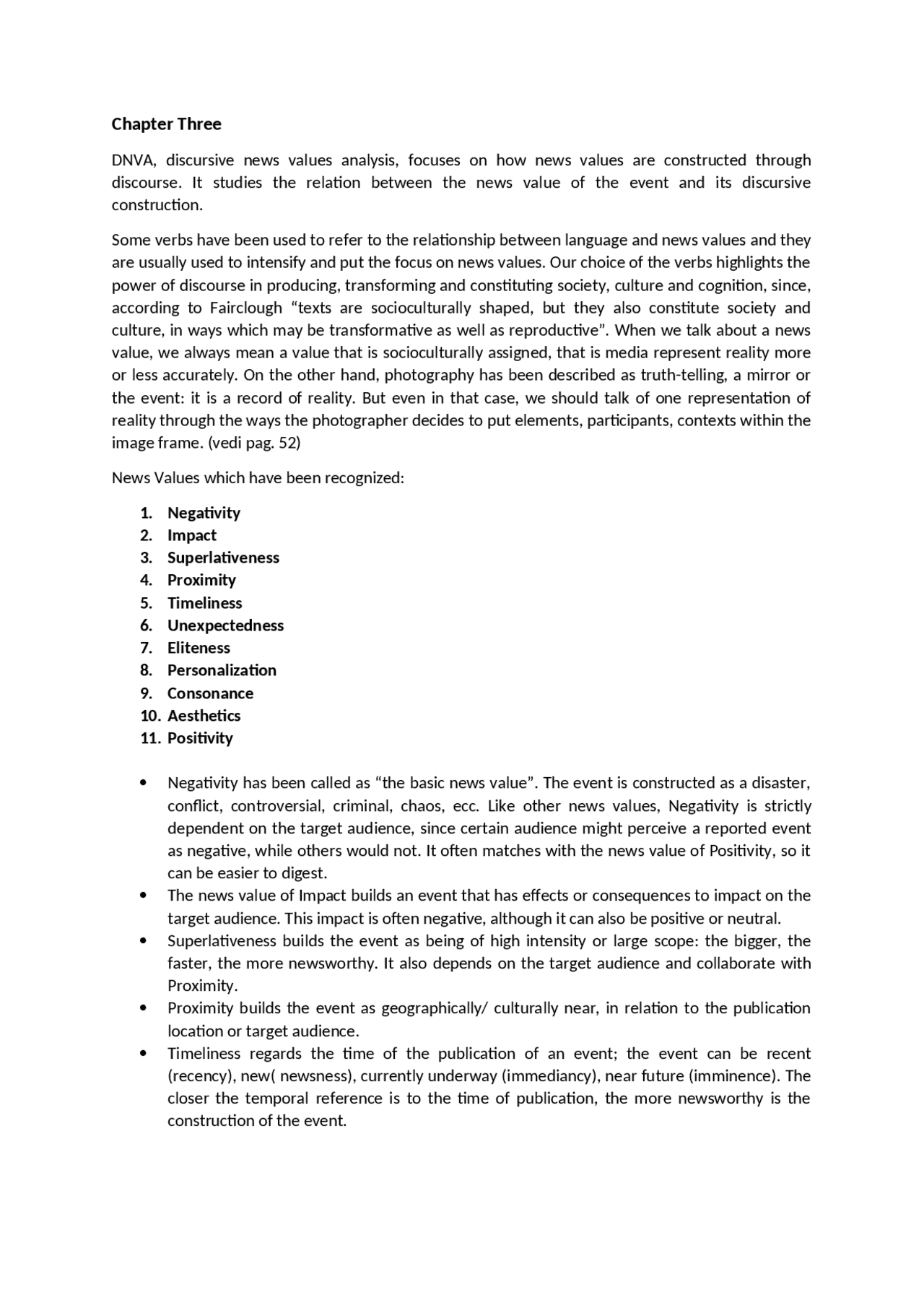 Chapter 3 The Discourse Of News Values Sintesi Del Corso Di Lingua