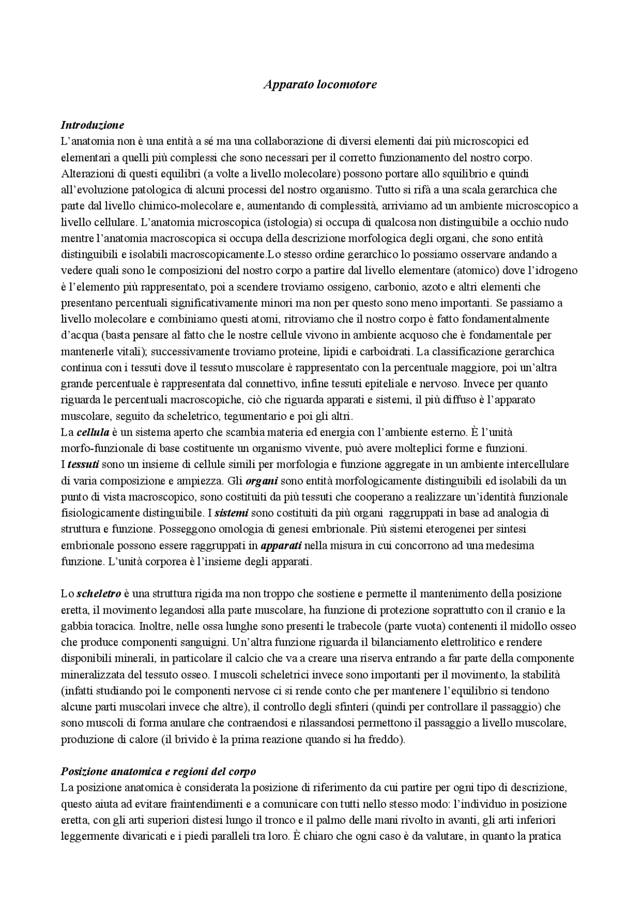 Appunti Apparato Locomotore Appunti Di Anatomia I Docsity