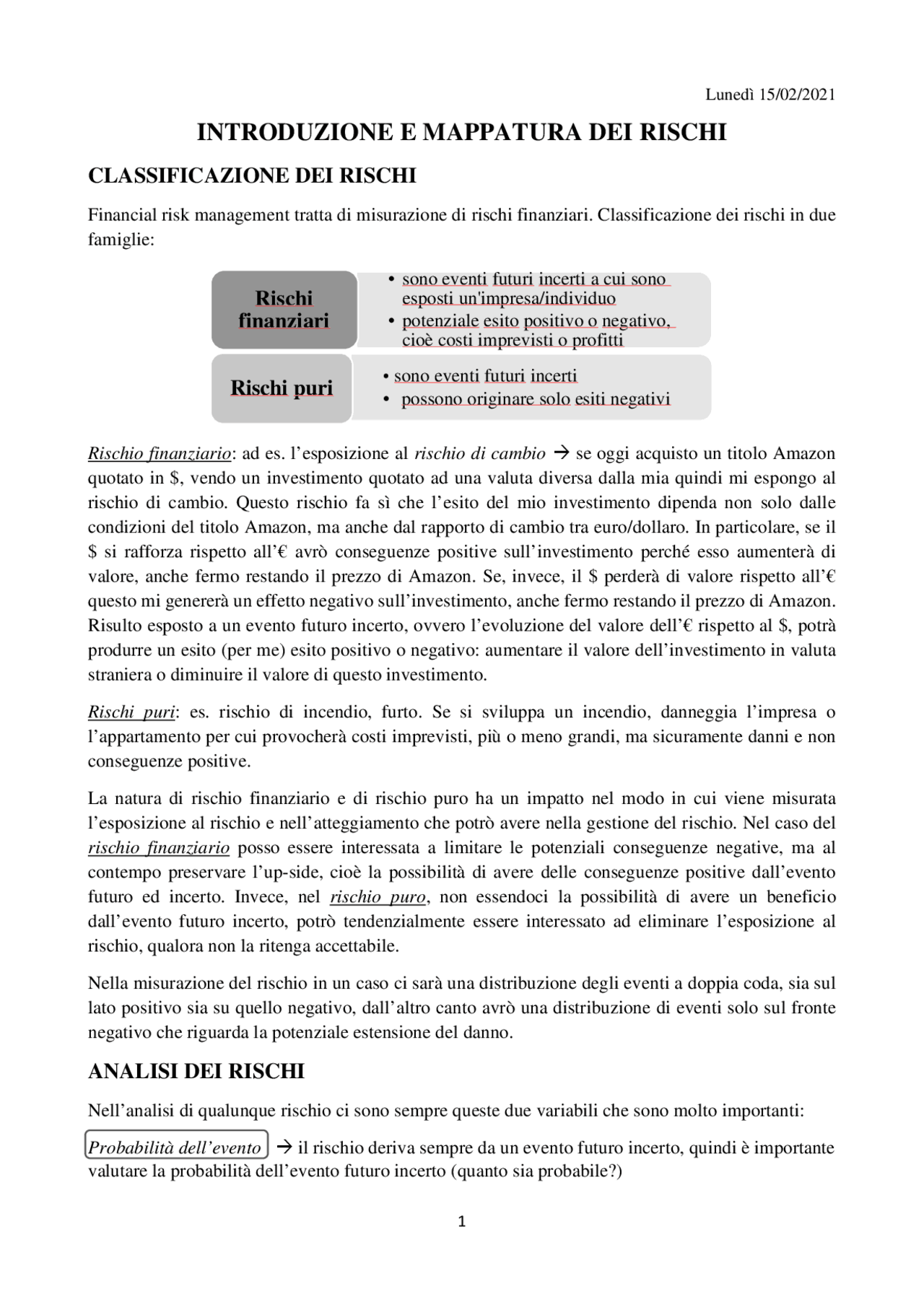 Financial Risk Management | Appunti di Gestione del Rischio e del Credito | Docsity