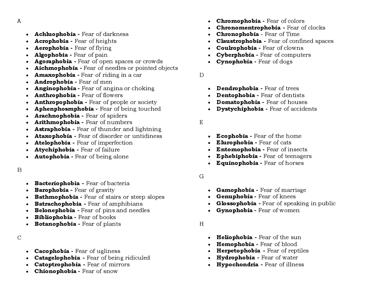 General Types of Phobia Reviewer - Docsity