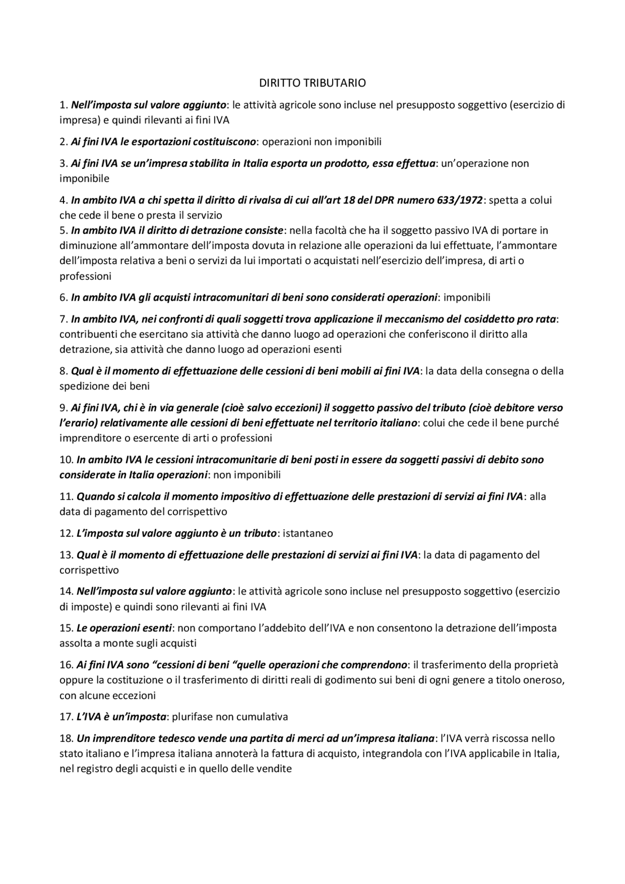 Domande risposta multipla diritto tributario | Prove d'esame di Diritto Tributario | Docsity