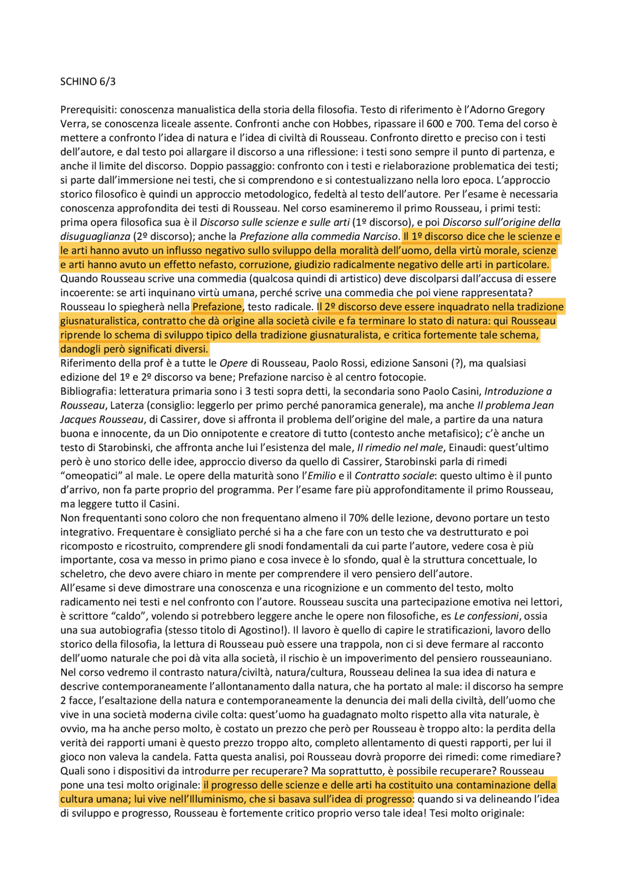 Corso di Filosofia Moderna, Schino, Sapienza | Appunti di Filosofia ...