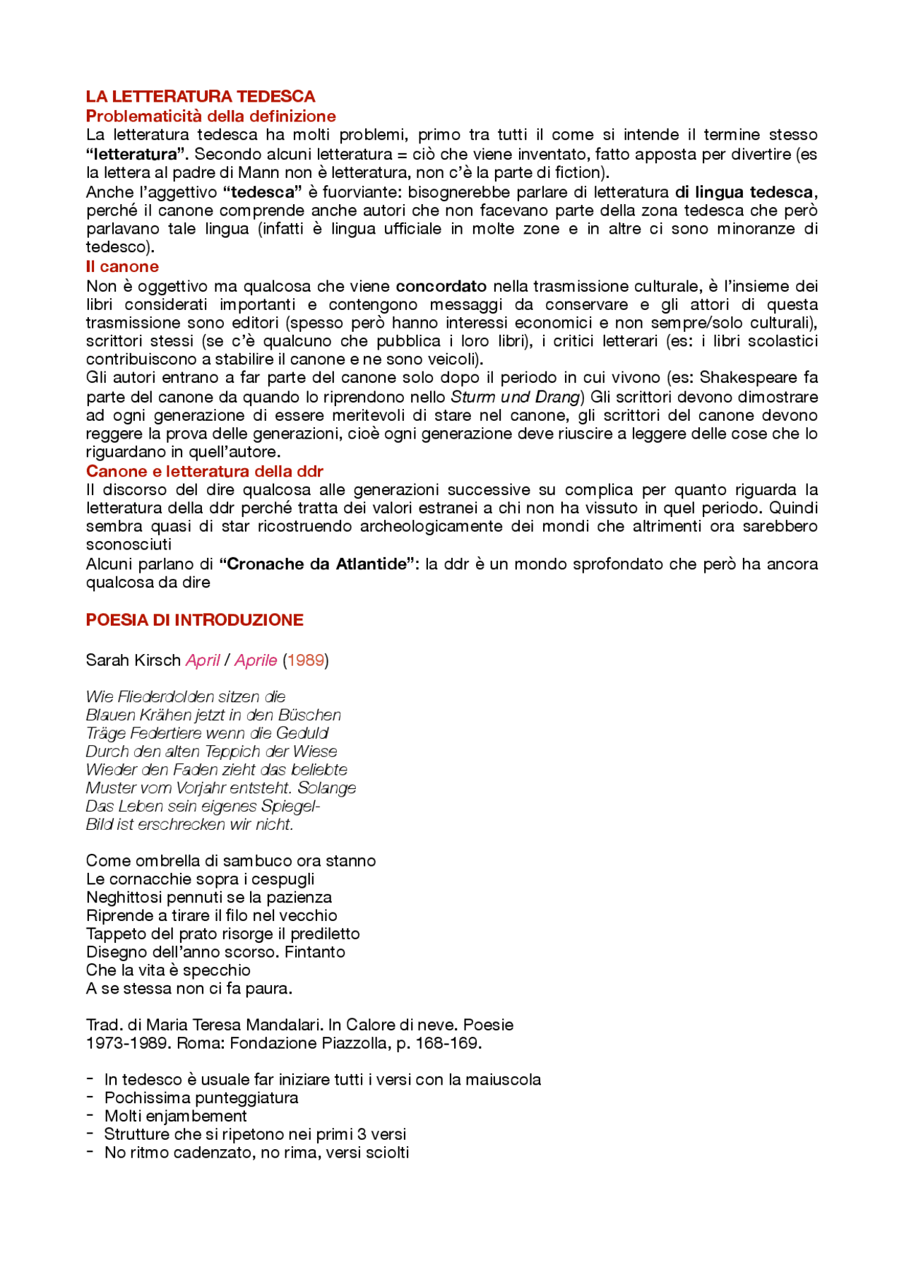 Appunti Letteratura Tedesca Modulo 1 Anno 20212022 Docsity