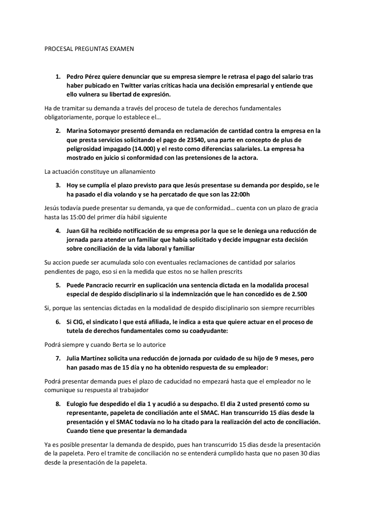 Exámenes Derecho Procesal Laboral Rrllandrrhh Usc Docsity