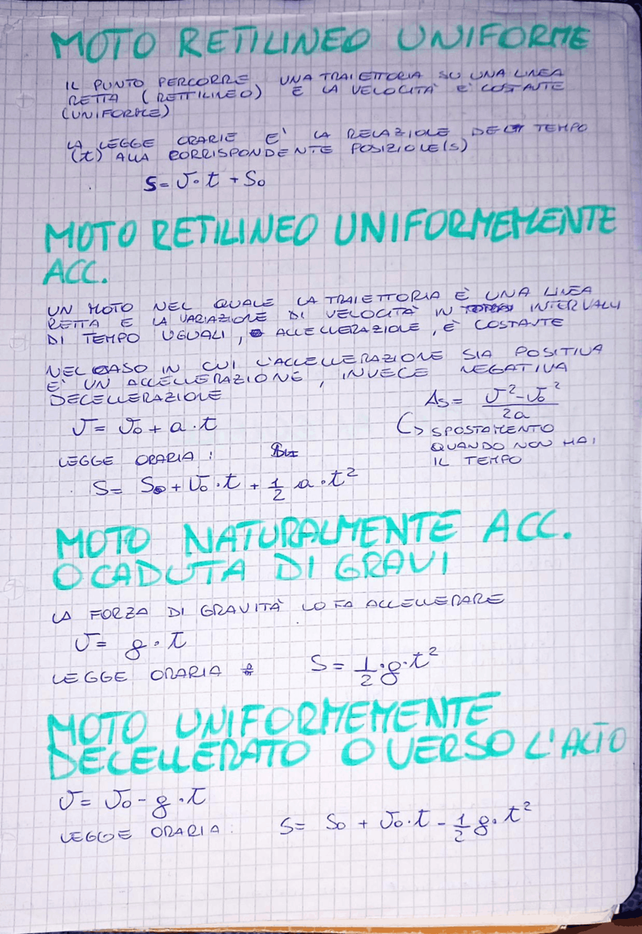 I Moti E Leggi Orarie Schemi E Mappe Concettuali Di Fisica Docsity