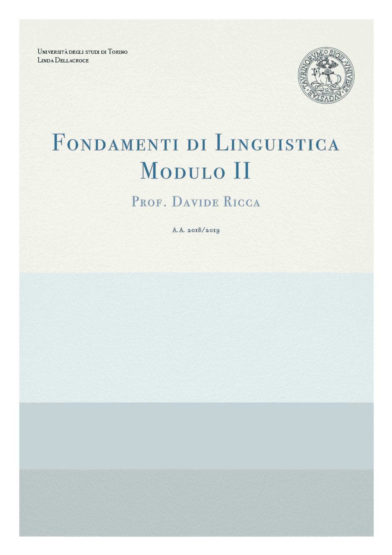 Appunti del secondo modulo del corso "Fondamenti di Linguistica" (Ricca) | Appunti di ...