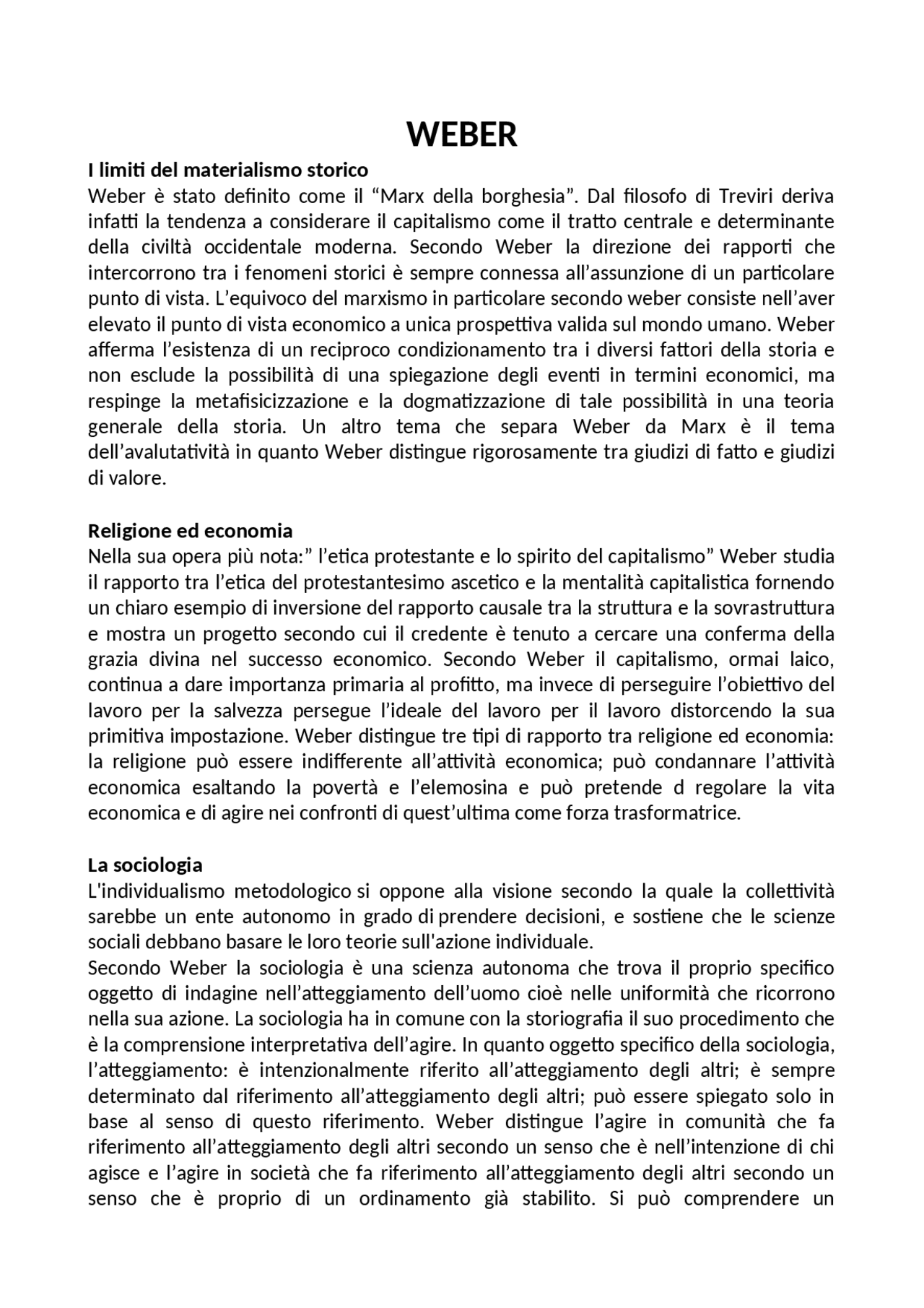 Weber Appunti Di Filosofia Docsity