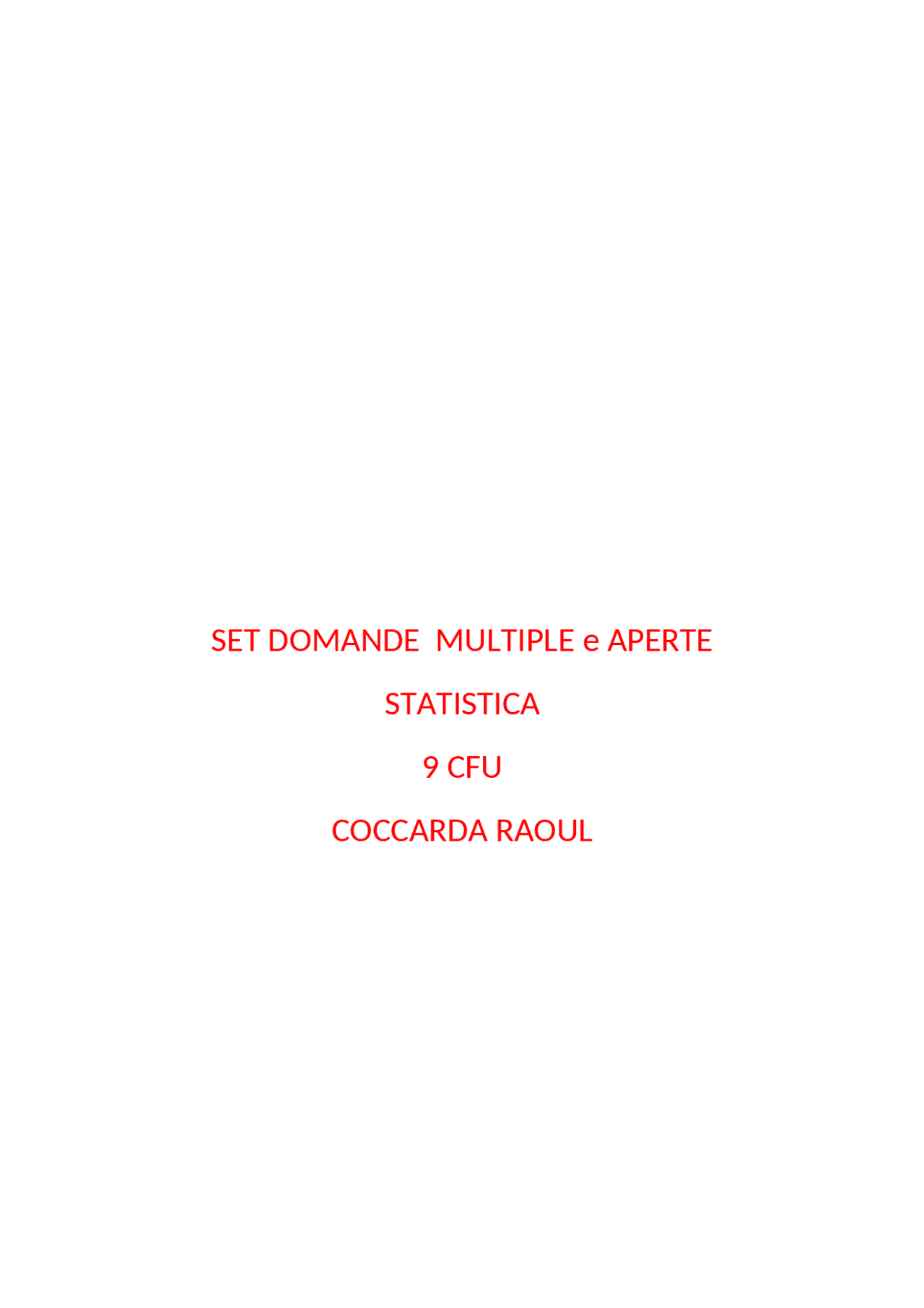 Paniere Statistica Multiple E Aperte Ecampus Docsity