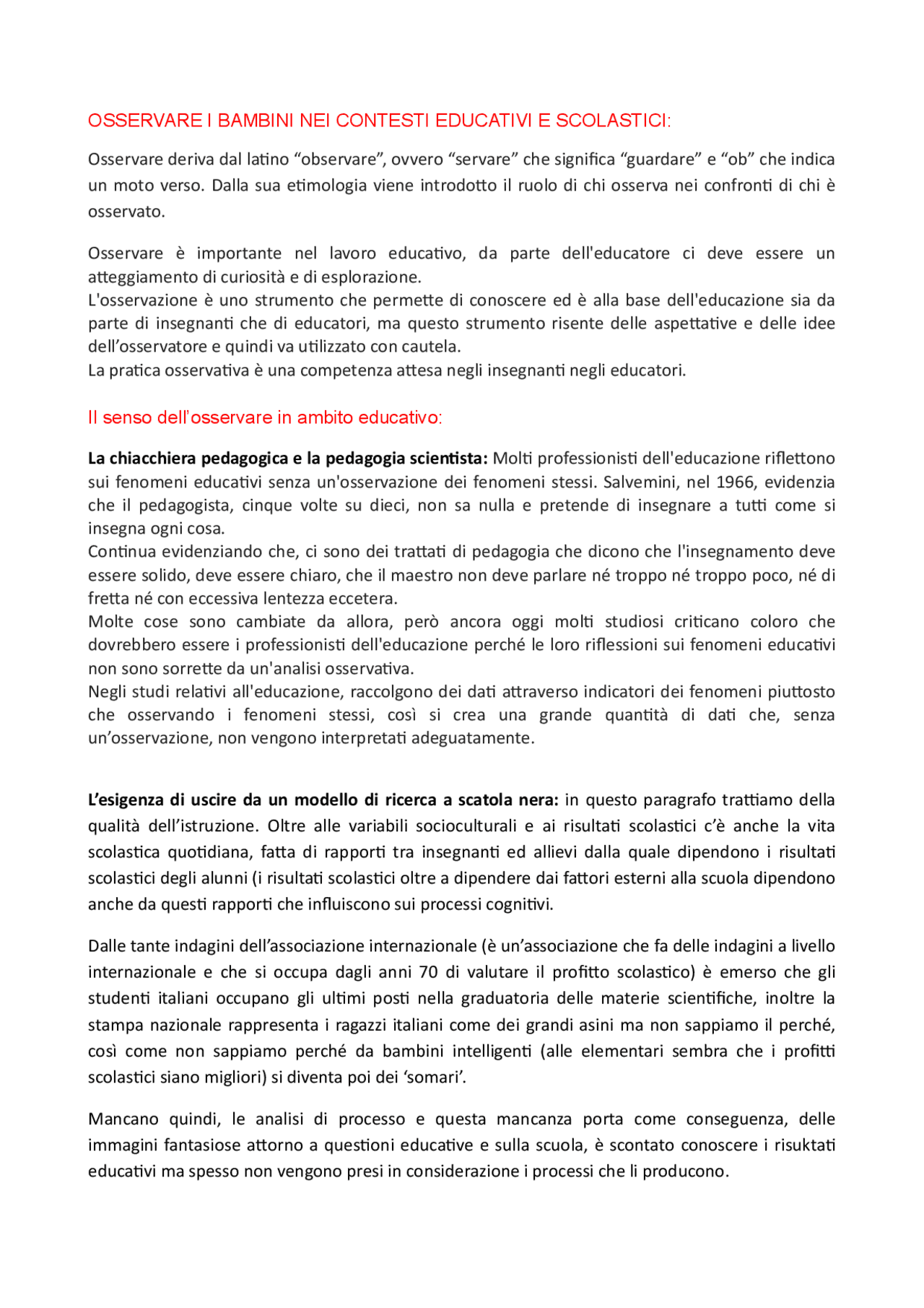 Osservare I Bambini Nei Contesti Educativi Docsity