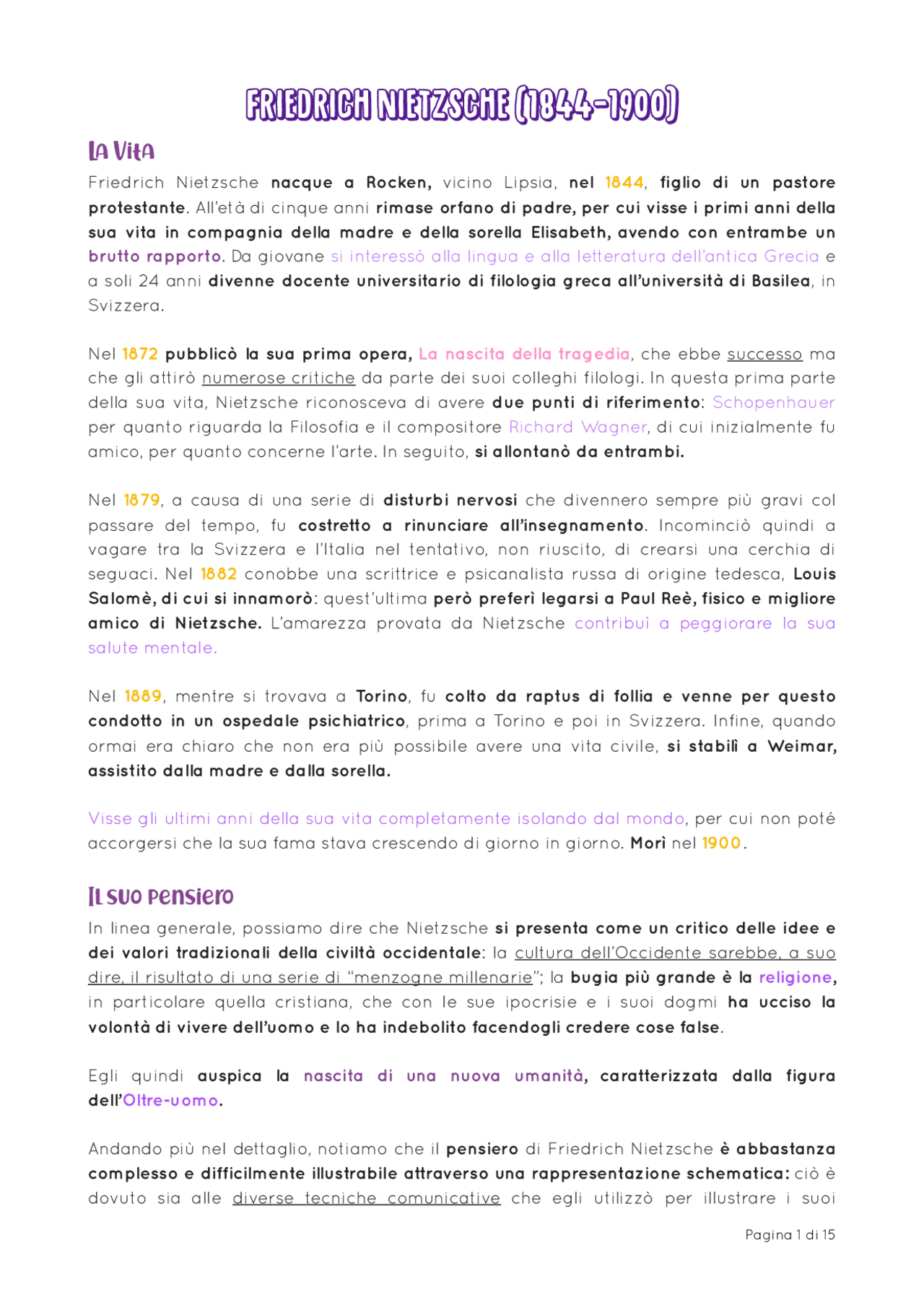 Nietzsche e Freud - FILOSOFIA | Study notes of Philosophy | Docsity
