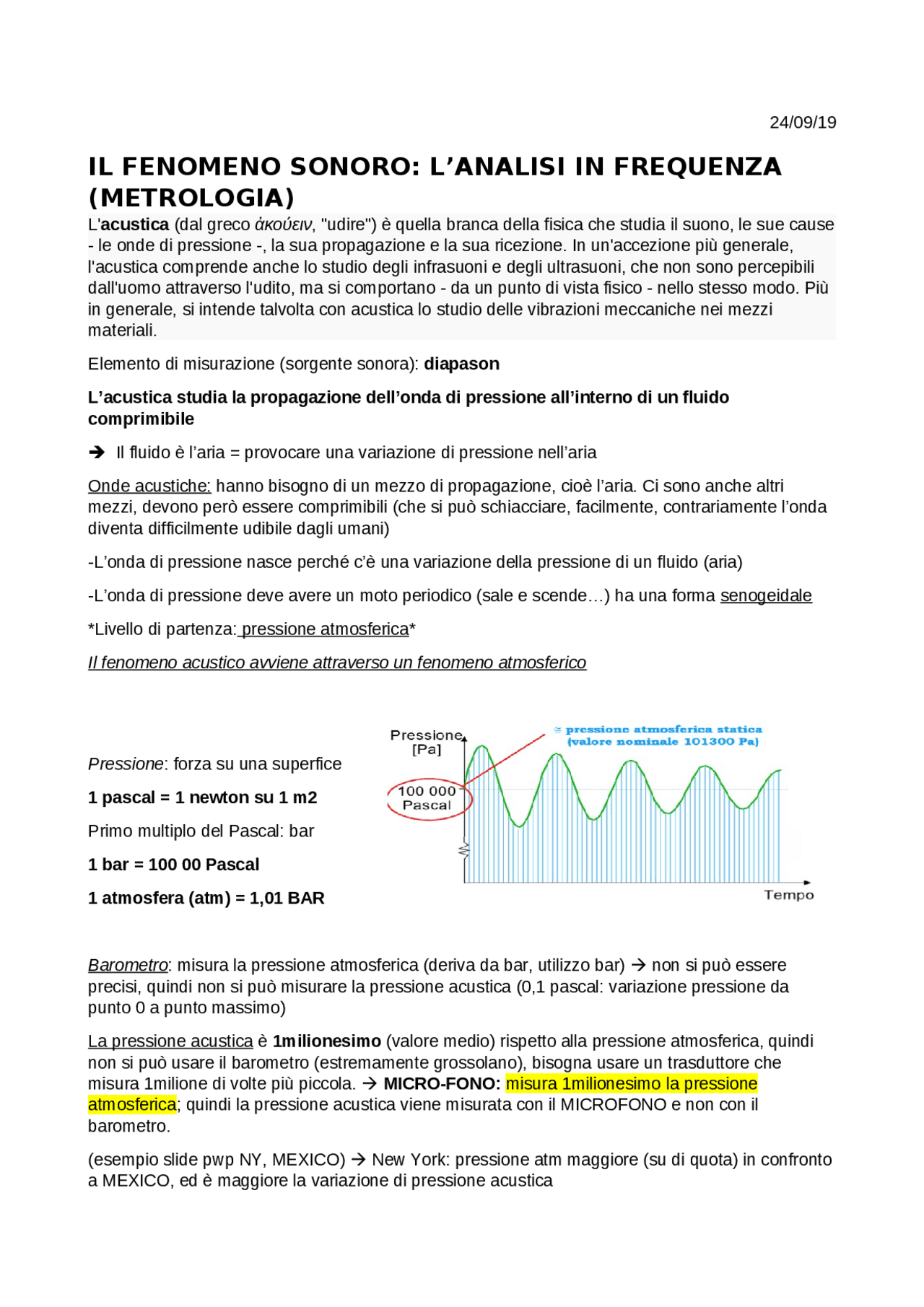 Acustica Musicale Aa 20192020 Appunti Di Acustica Docsity