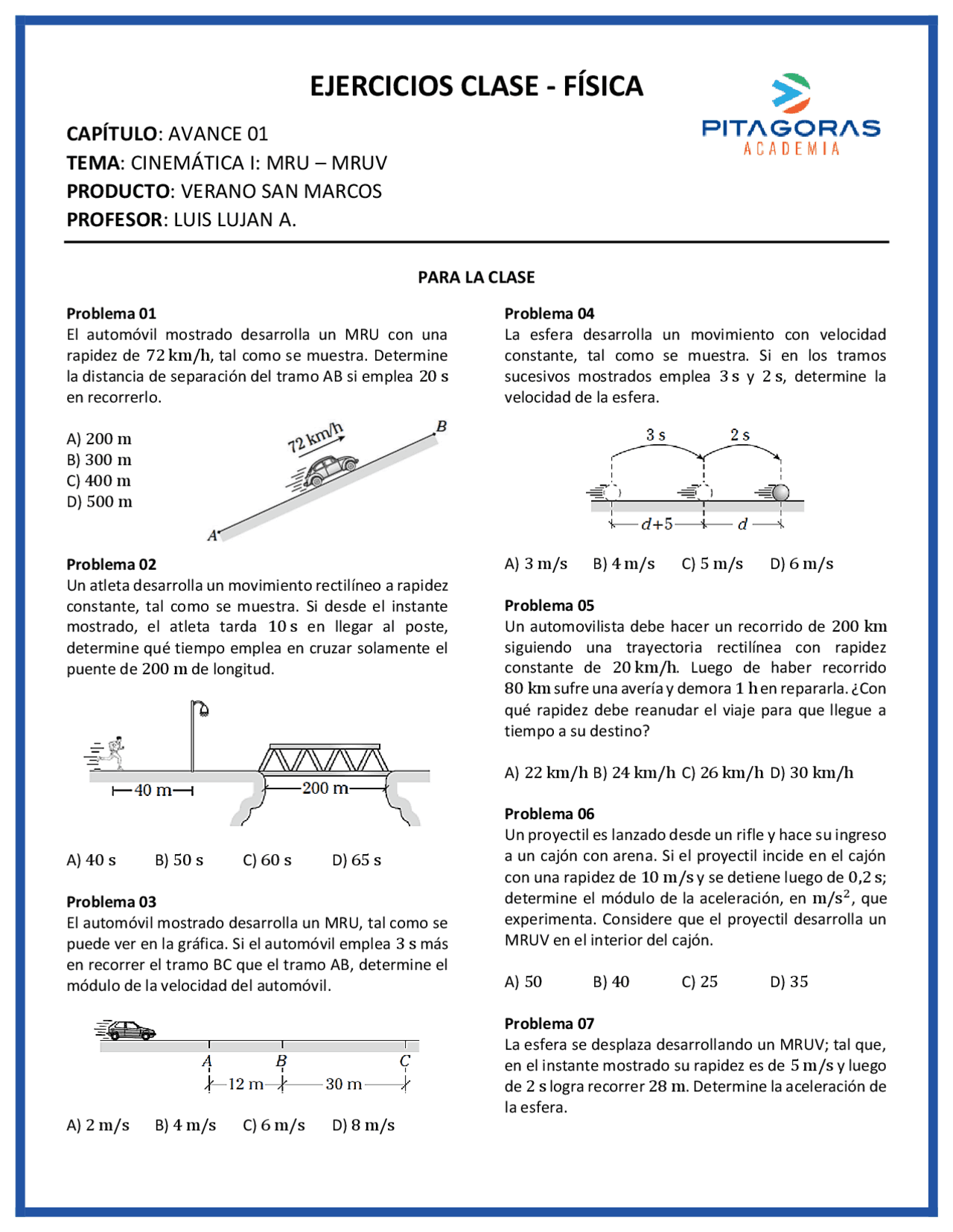 Mru Mruv Ejercicios Nivel Básico Diapositivas De Física Docsity
