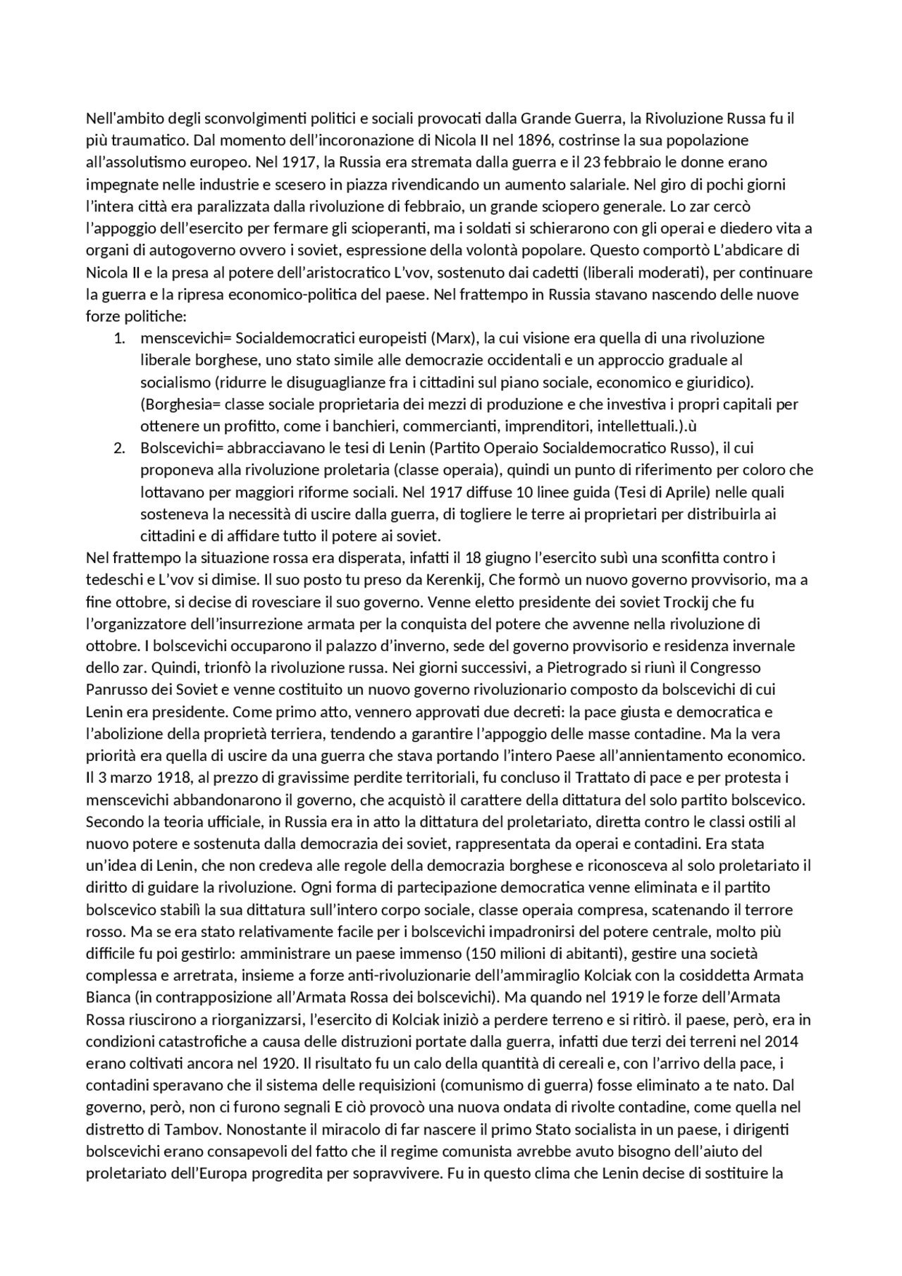 Dopoguerra 1 Guerra Mondiale Appunti Di Storia Docsity