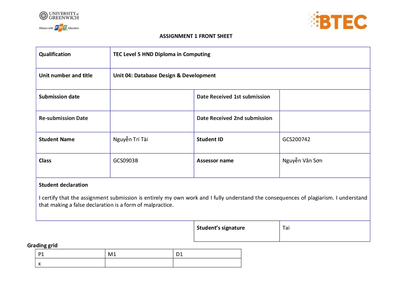 Assignment 1 Database | Essays (university) Database Programming | Docsity