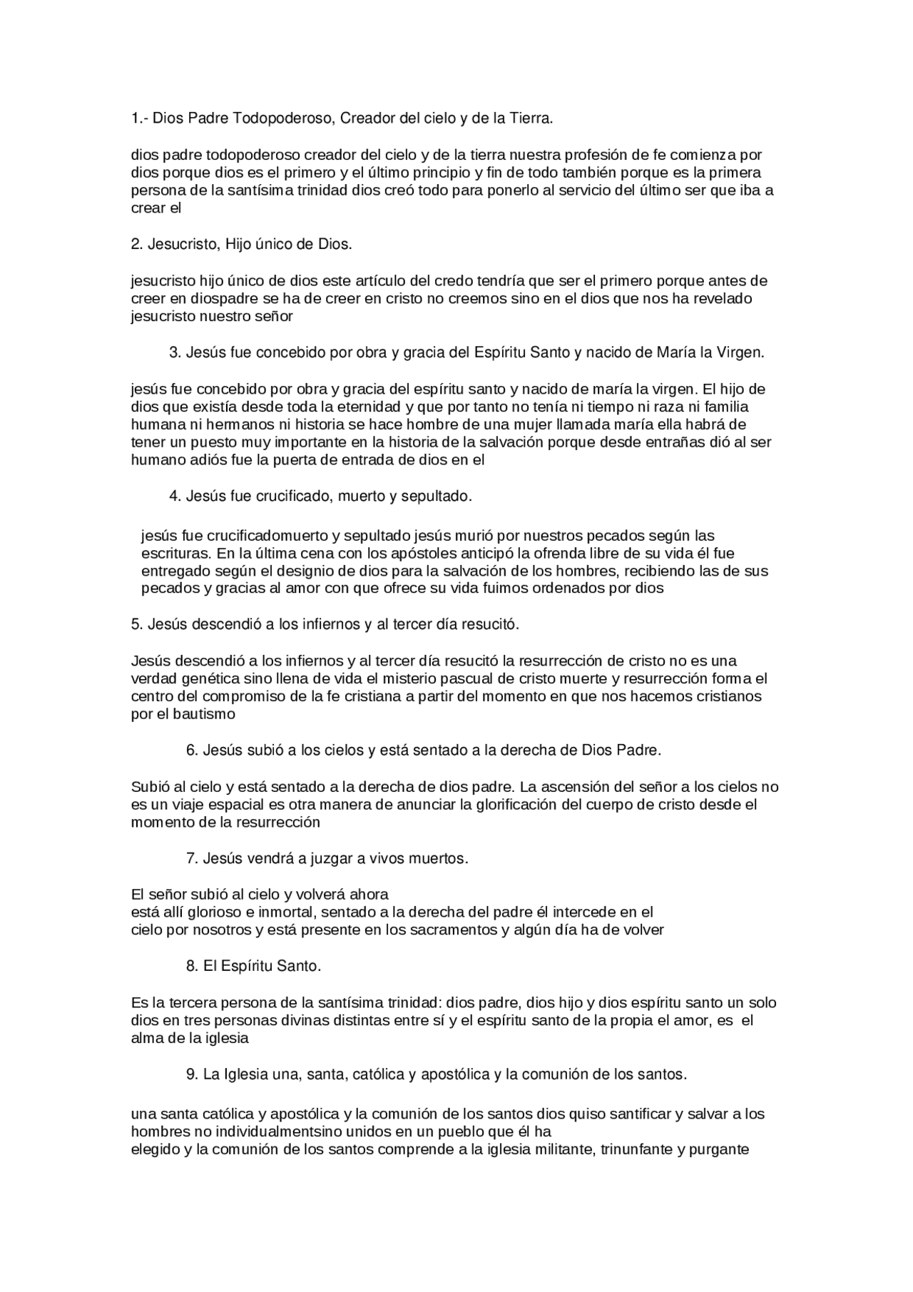 EL CREDO DE LA IGLESIA CATÓLICA | Study notes of Religious studies ...