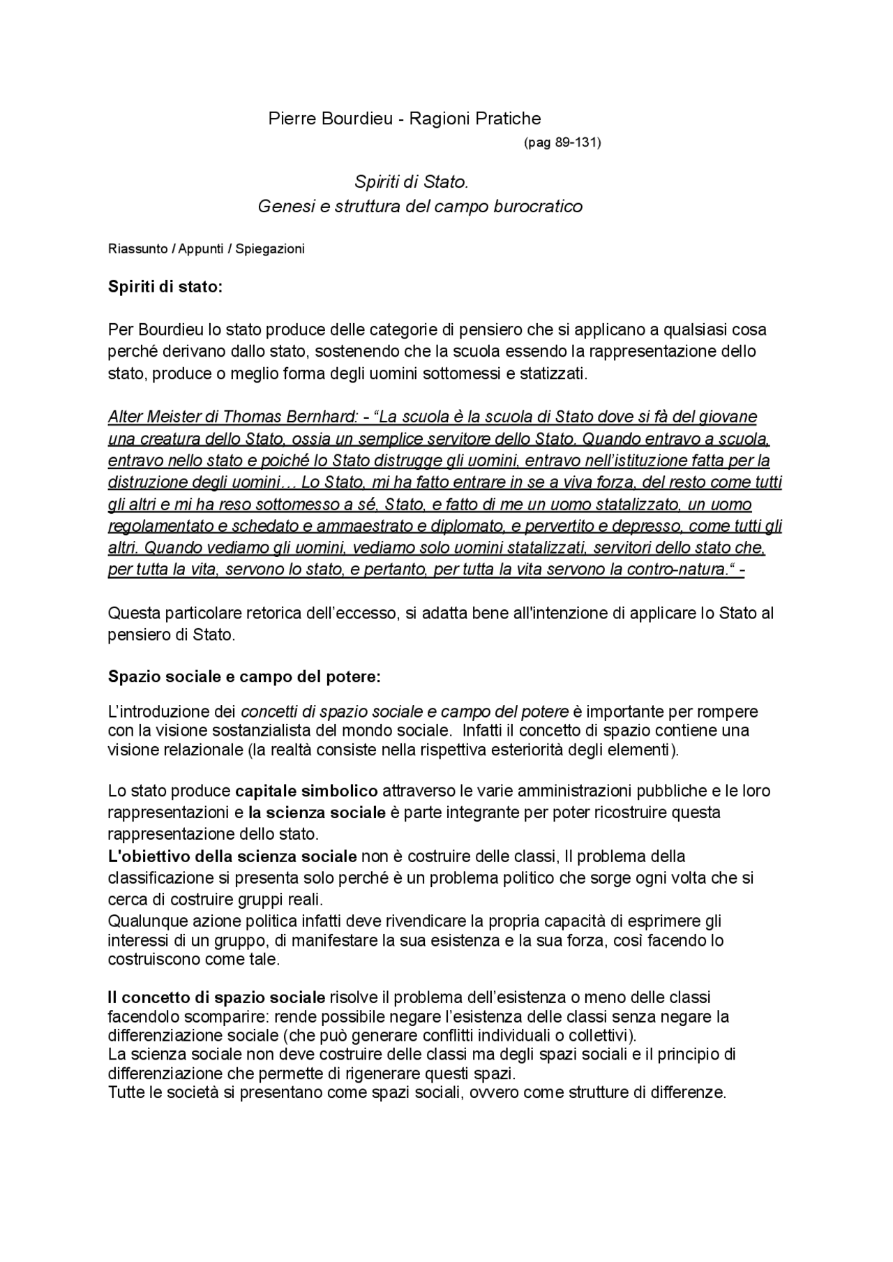 Riassunto Ragioni Pratiche Bourdieu Docsity