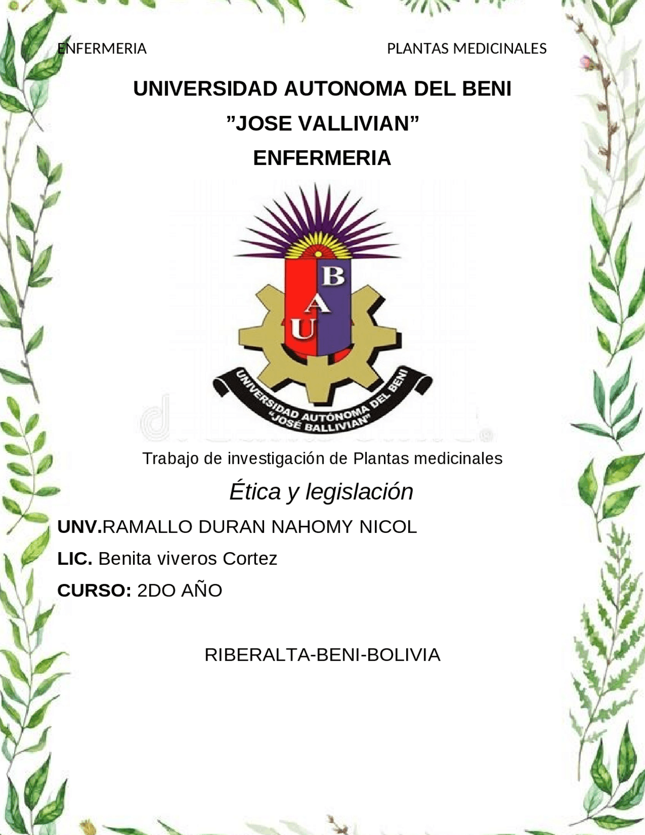 Plantas medicinales de riberalta beni | Guías, Proyectos ...