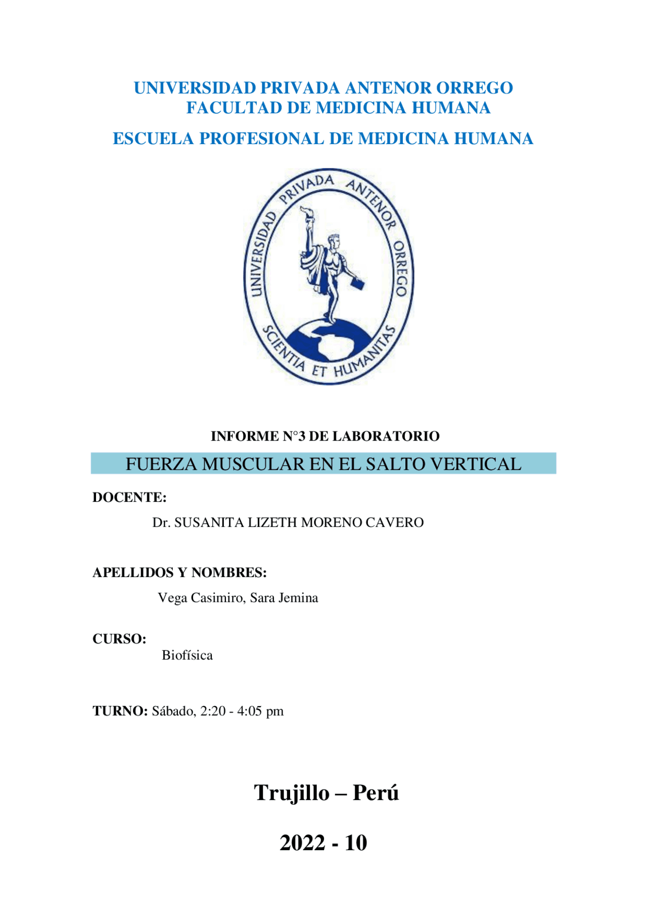 Informe De Laboratorio Apuntes De Biofísica Docsity
