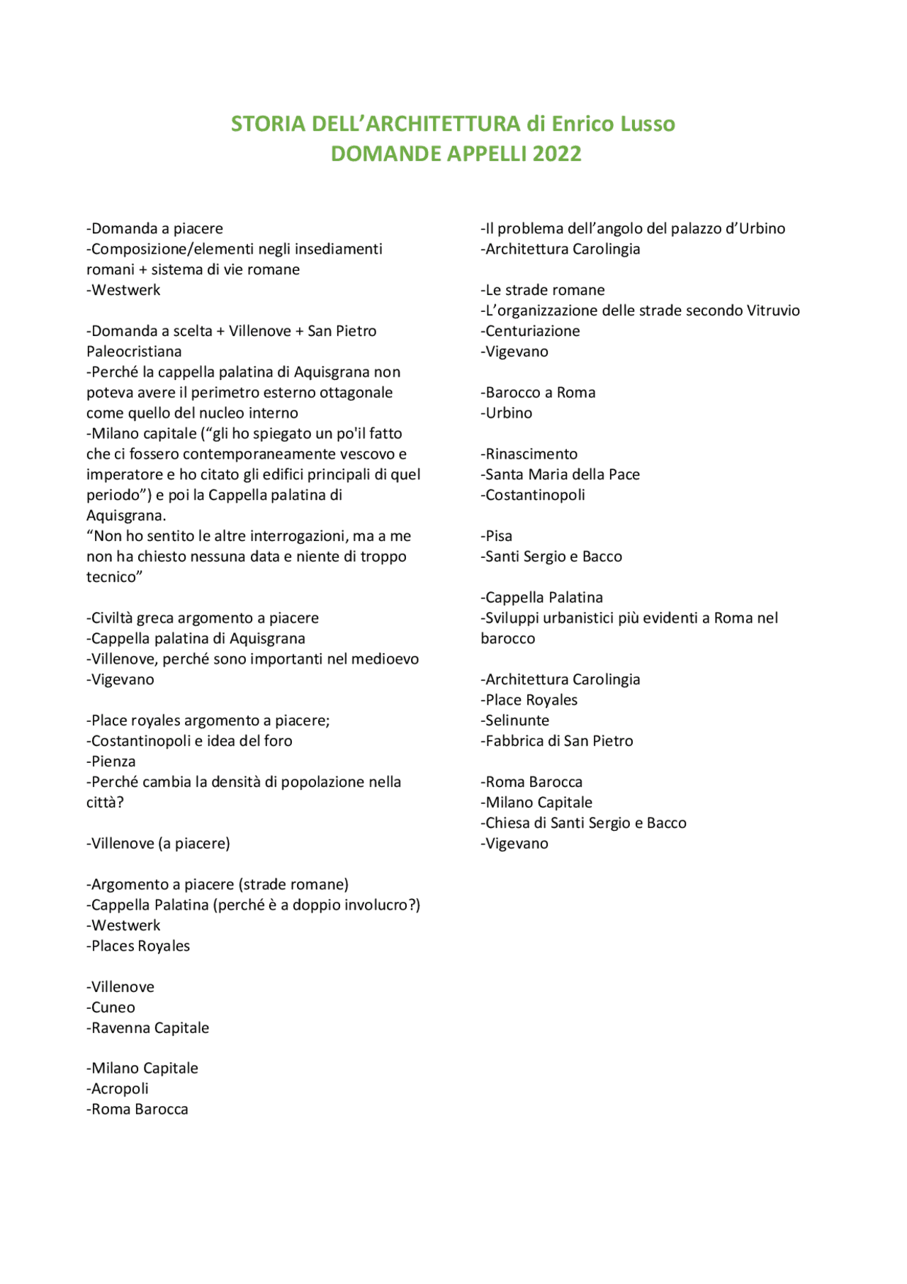 Storia dell'architettura - domande complete 2022 | Esquemas y mapas conceptuales de Historia de ...