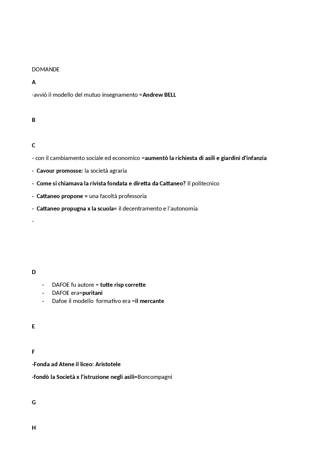 Risposte Multiple del Paniere Corretto | Docsity