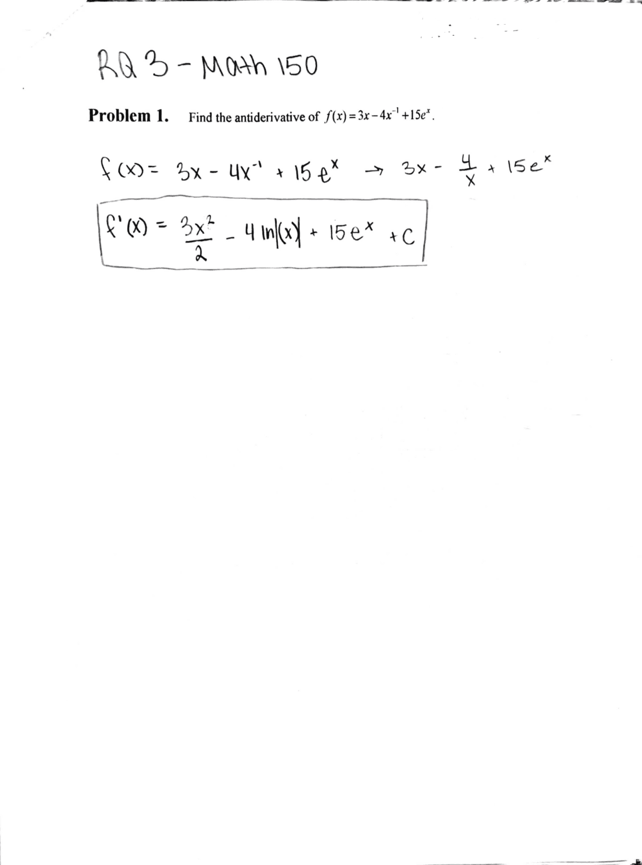 Math 150 RQ #3 (Review Quiz #3) | Quizzes Advanced Calculus | Docsity