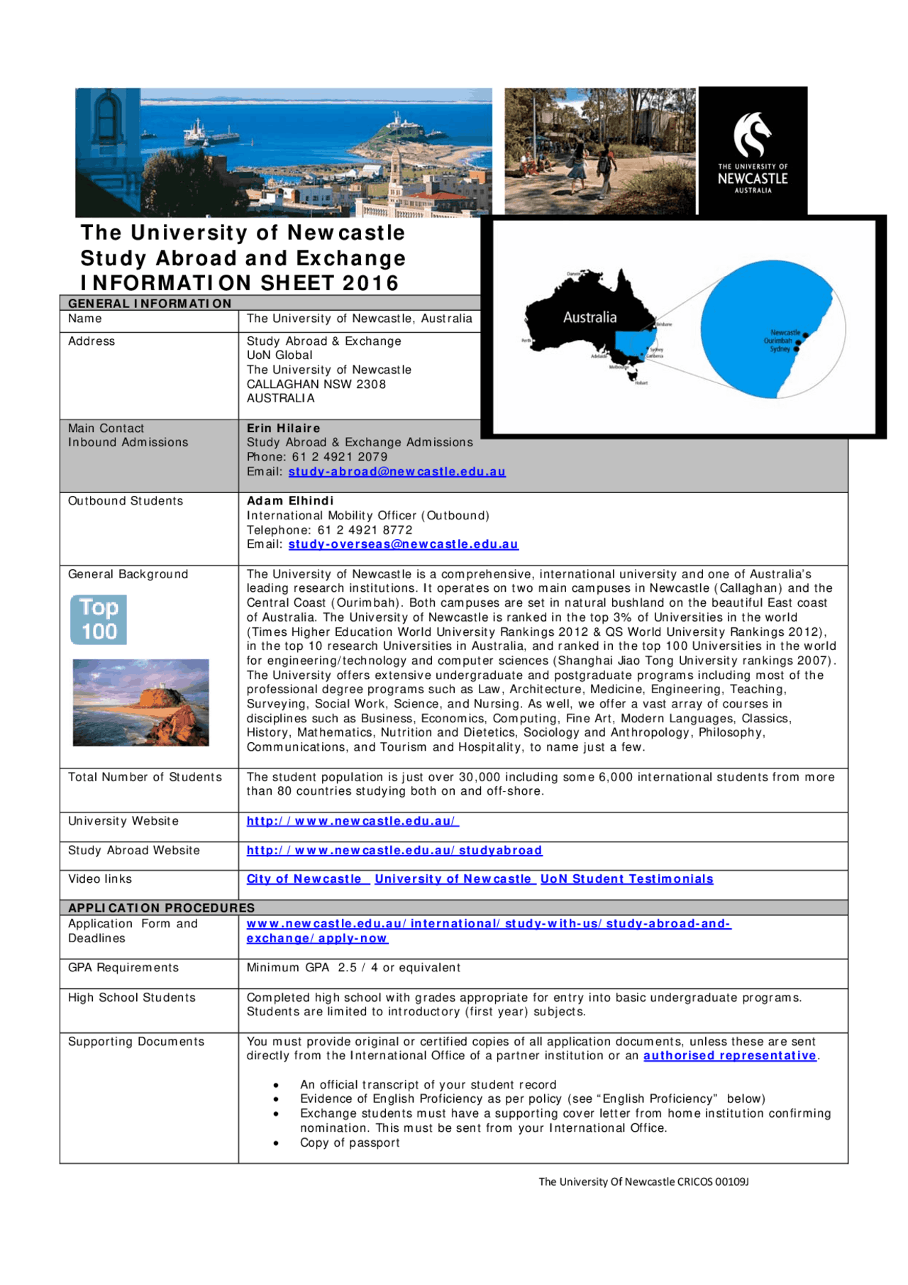 The University of Newcastle: Study Abroad and Exchange Information ...