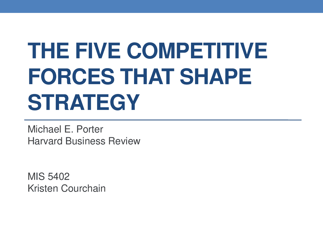 Five Competitive Forces Shaping Business Strategy: An Analysis by ...