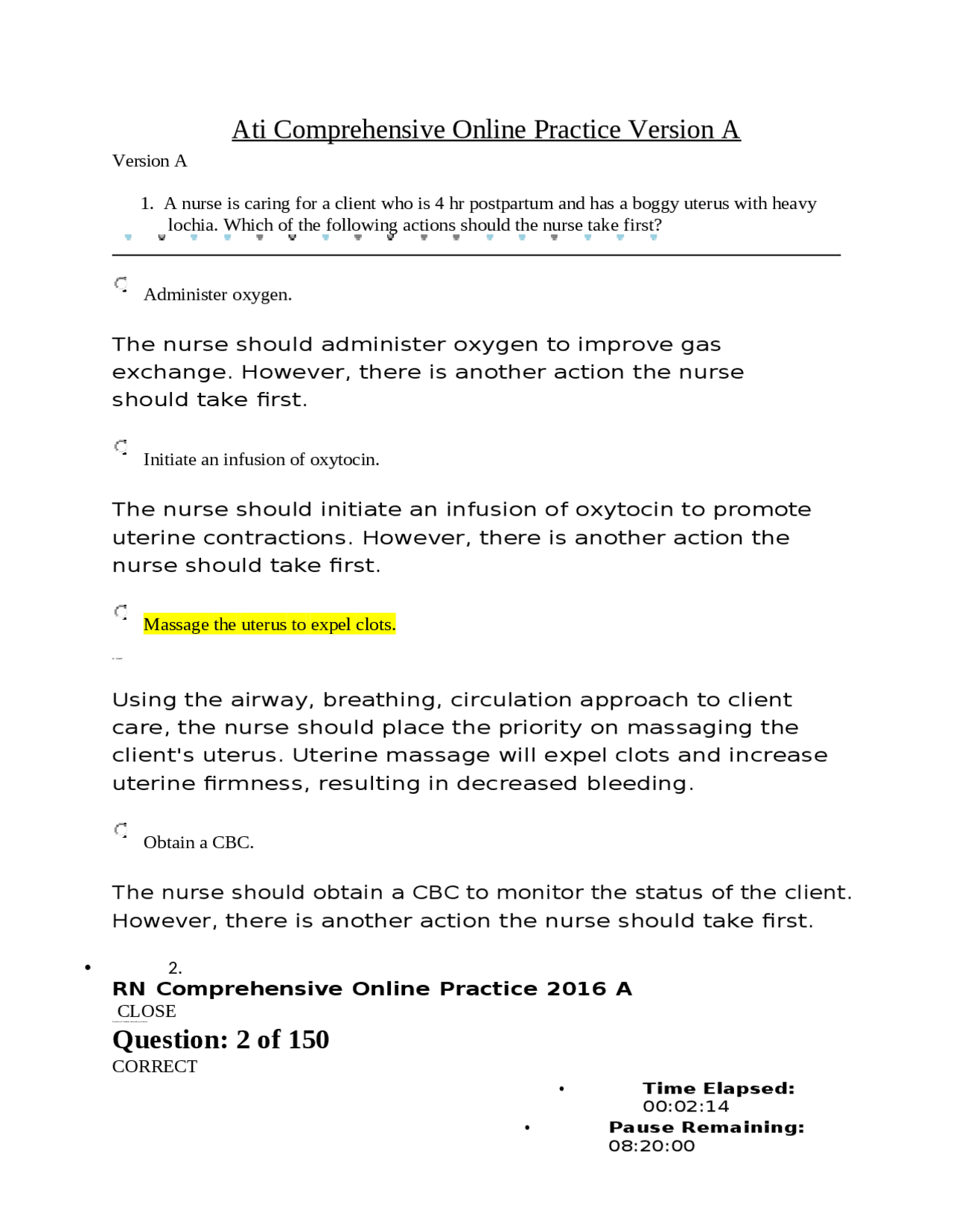 Ati Comprehensive Online Practice Version A NEW 2022 | Exams Nursing ...