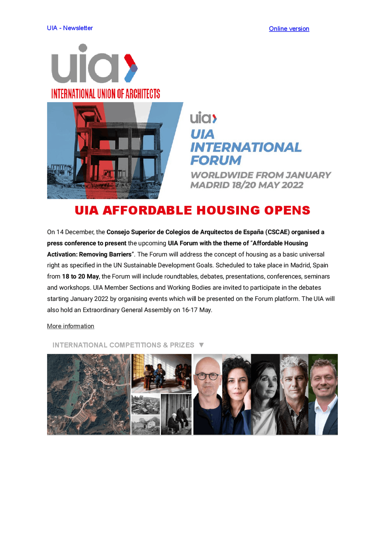 UIA Newsletter: Affordable Housing, Competitions, Awards, and Events ...