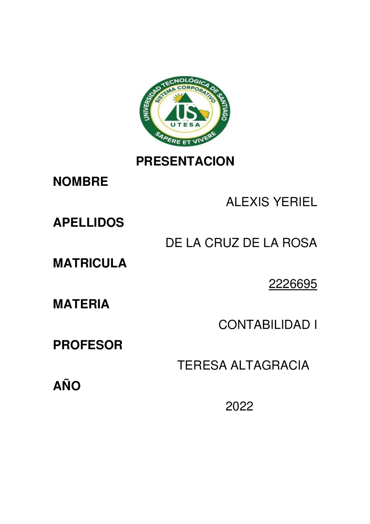 Presentación de Alexis Yeriel de la Cruz de la Rosa en UTESA | Esquemas ...