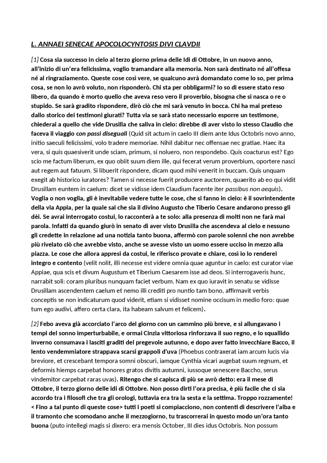 Traduzione Ludus de Divi Claudii (Apokolokynthosis) | Traduzioni di ...