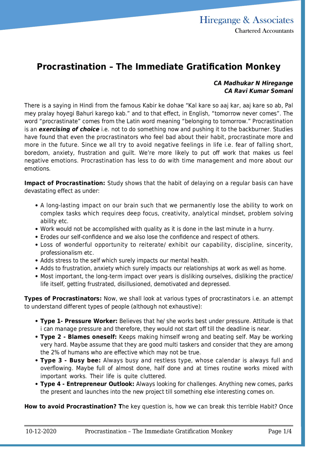 Understanding Procrastination: Types, Impact, and Strategies to ...