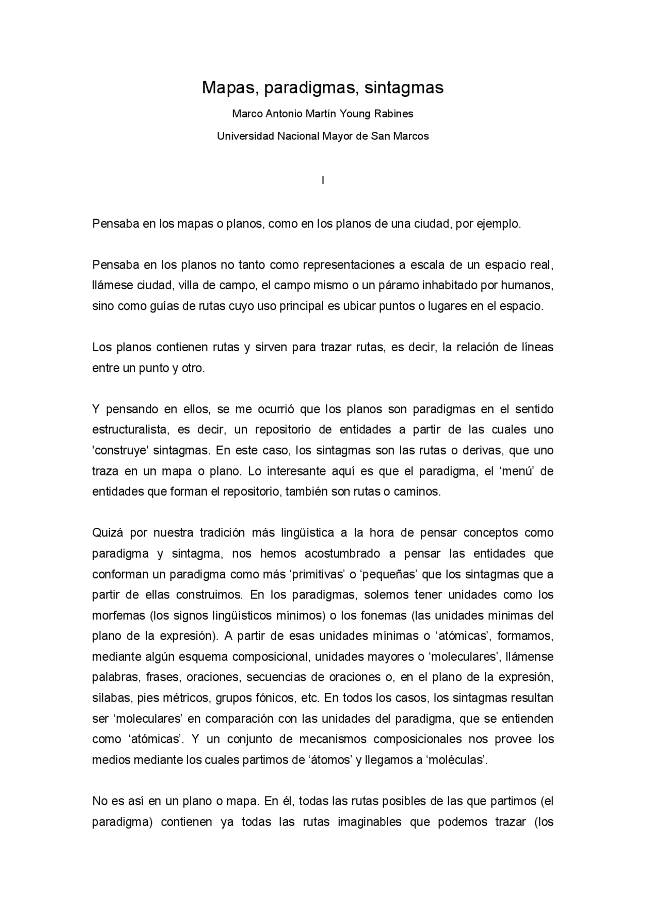 Mapas - Paradigma - Sintagma | Notes de Linguistique | Docsity