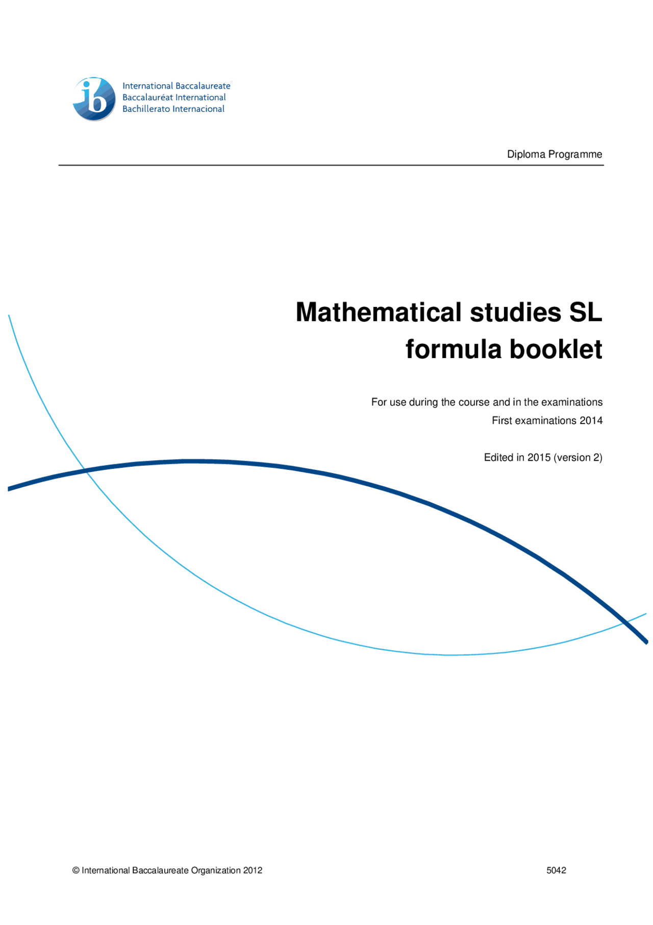 IB Math Studies SL Formula Booklet: Number, Algebra, Stats, Logic, Sets ...