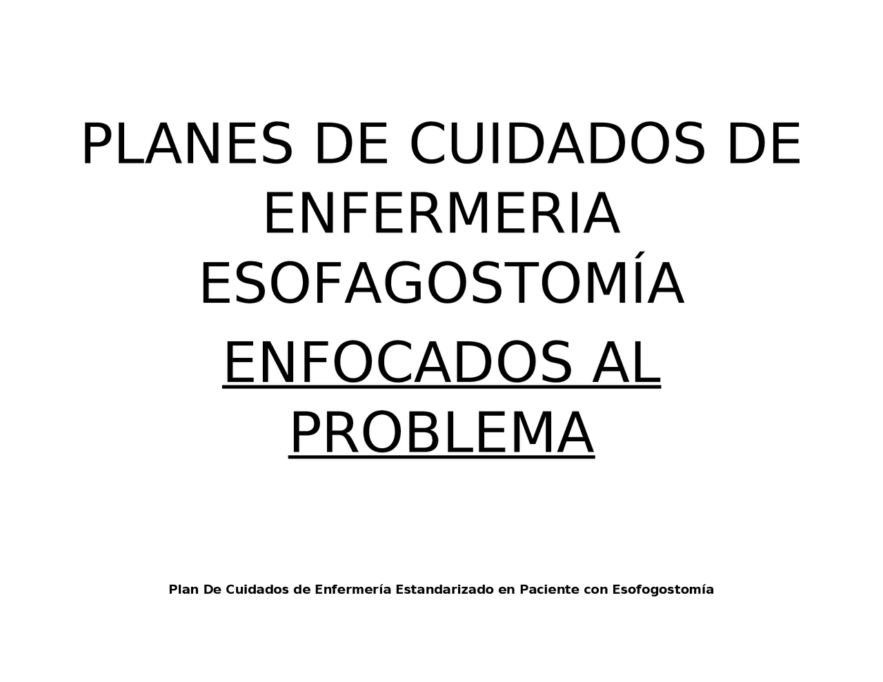 Plan de Cuidados en Paciente con Esofagostomía: Seguridad y Nutrición ...