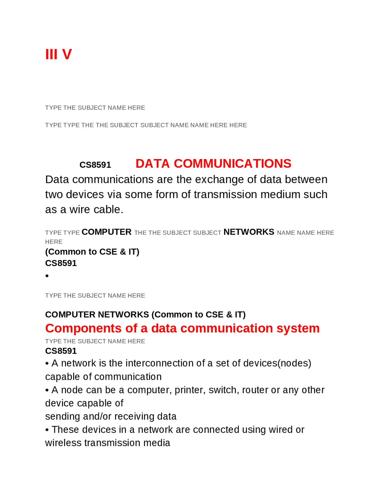 Computer networks unit 1 books pdf easy study material | Study notes ...