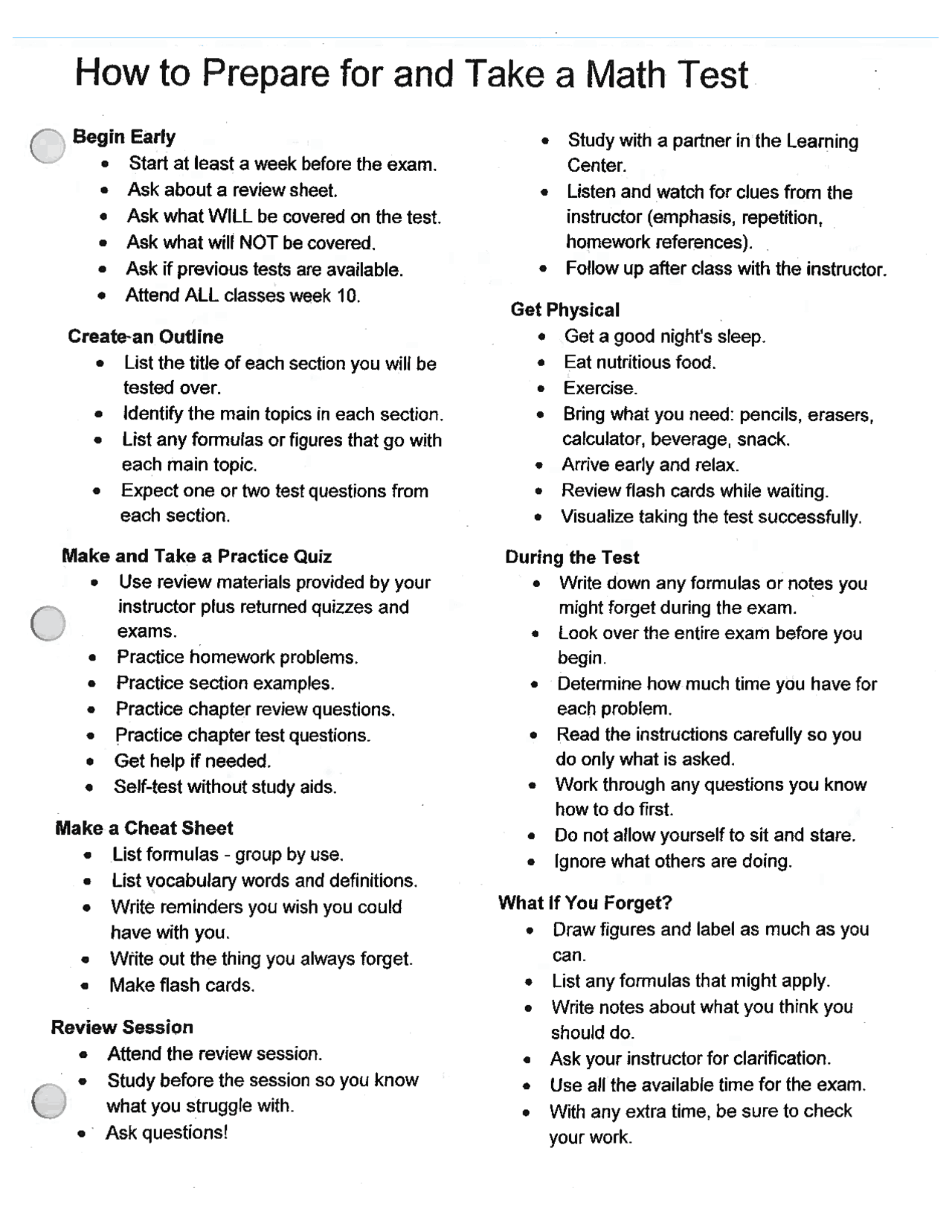 Preparing for a Math Test: Strategies and Tips | Slides Mathematics ...