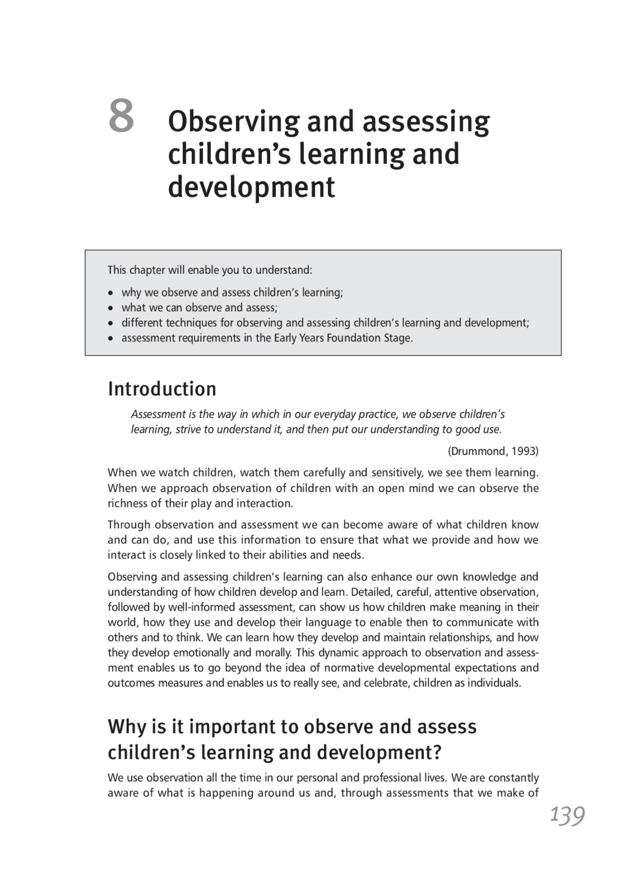 8 Observing and assessing children's learning and development - Docsity