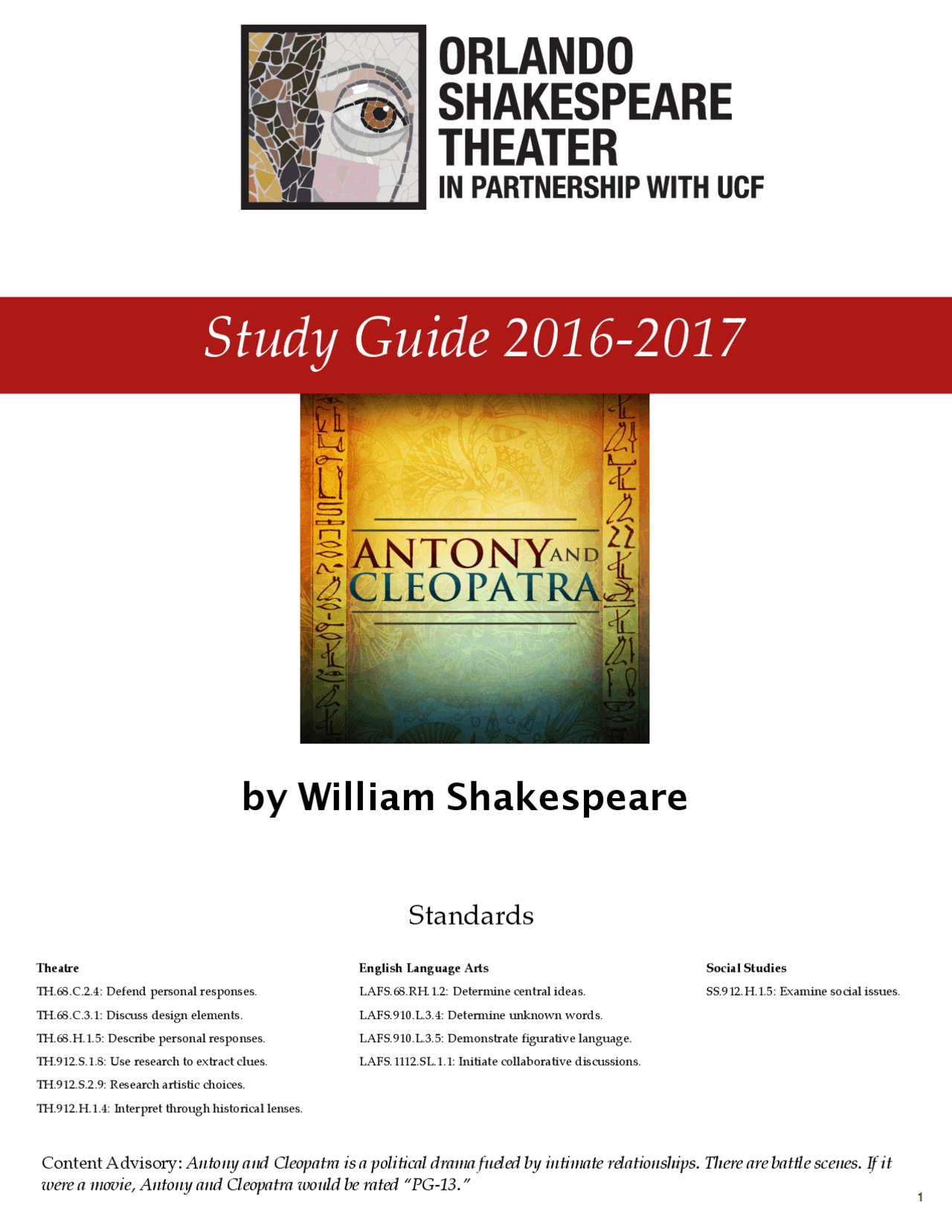Antony-and-Cleopatra-Study-Guide.pdf | Slides Theatre | Docsity