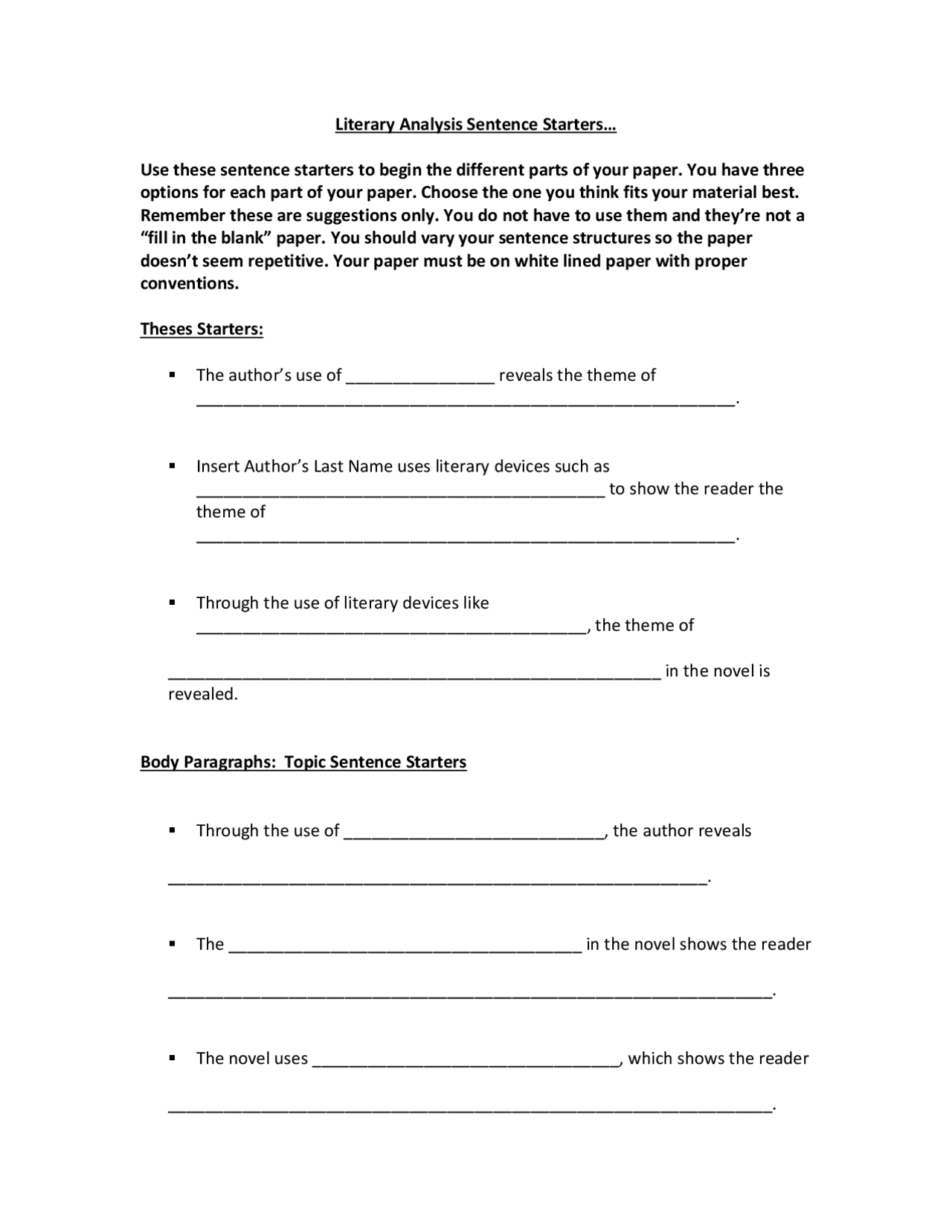 Poem Analysis Sentence Starters | Sitedoct.org