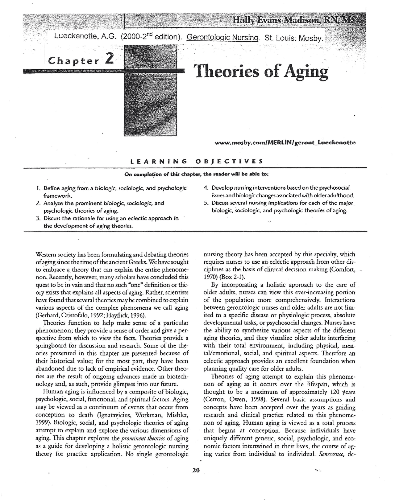 Theories of Aging | Study notes Geriatrics | Docsity