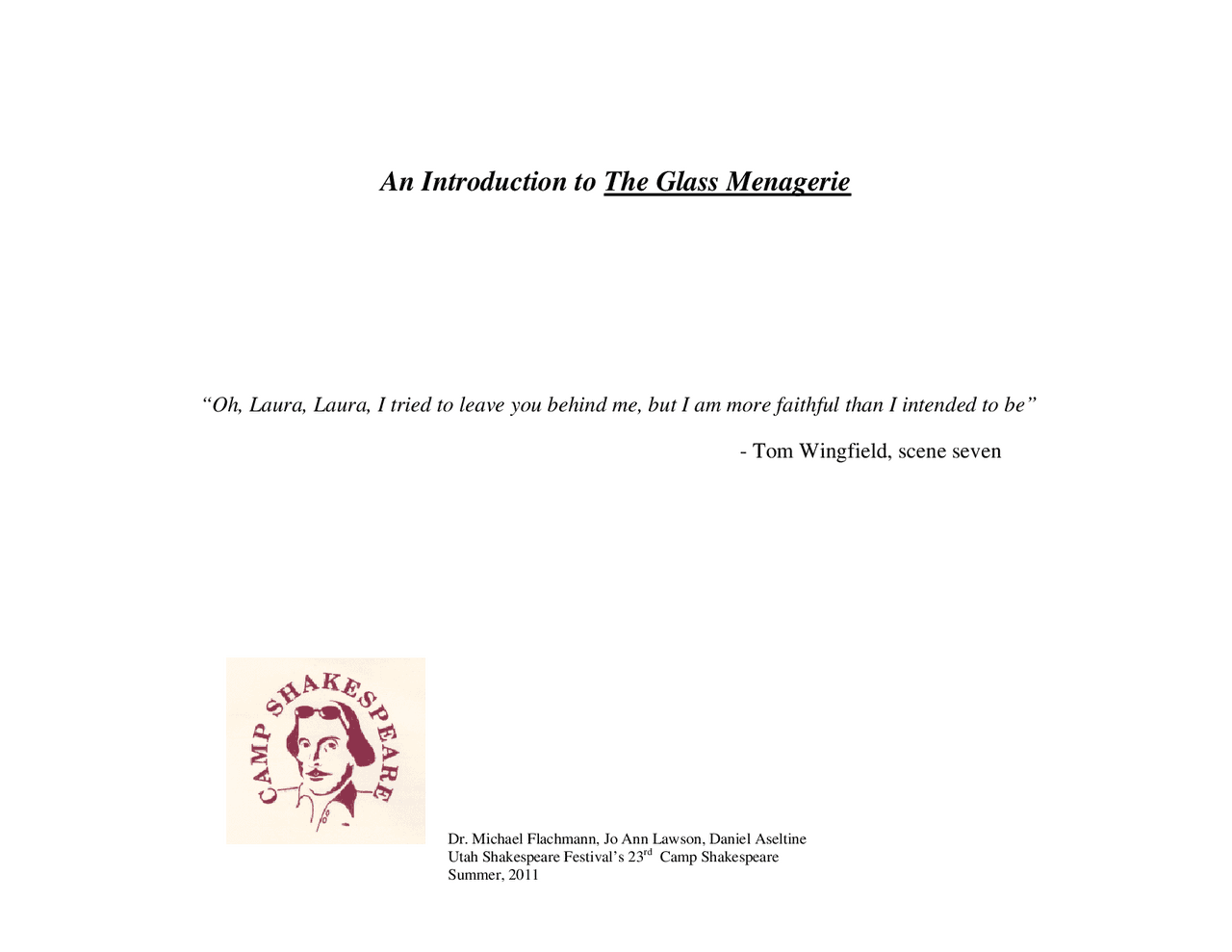 An Introduction to The Glass Menagerie | Summaries Journalism | Docsity