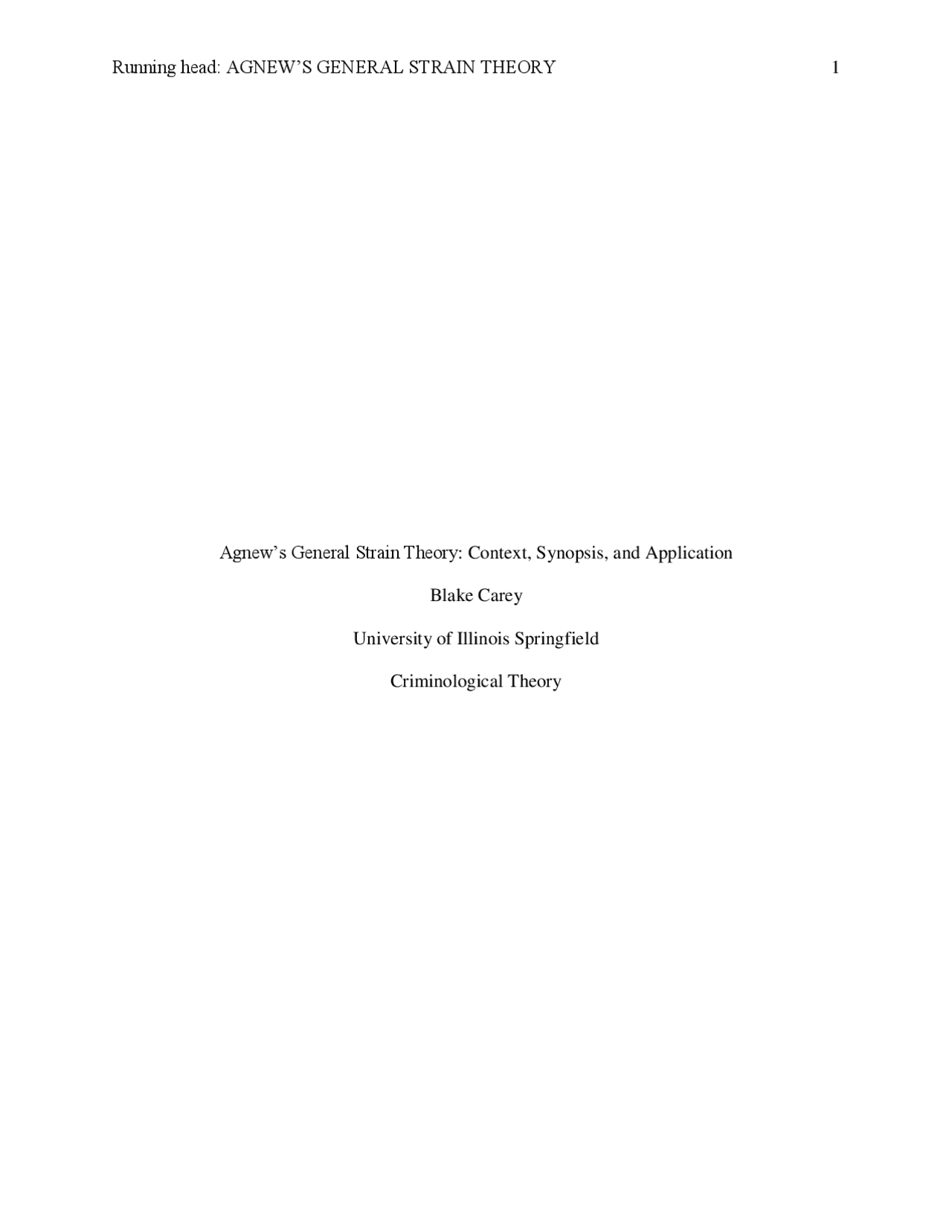 Agnew's General Strain Theory | Slides Criminology | Docsity