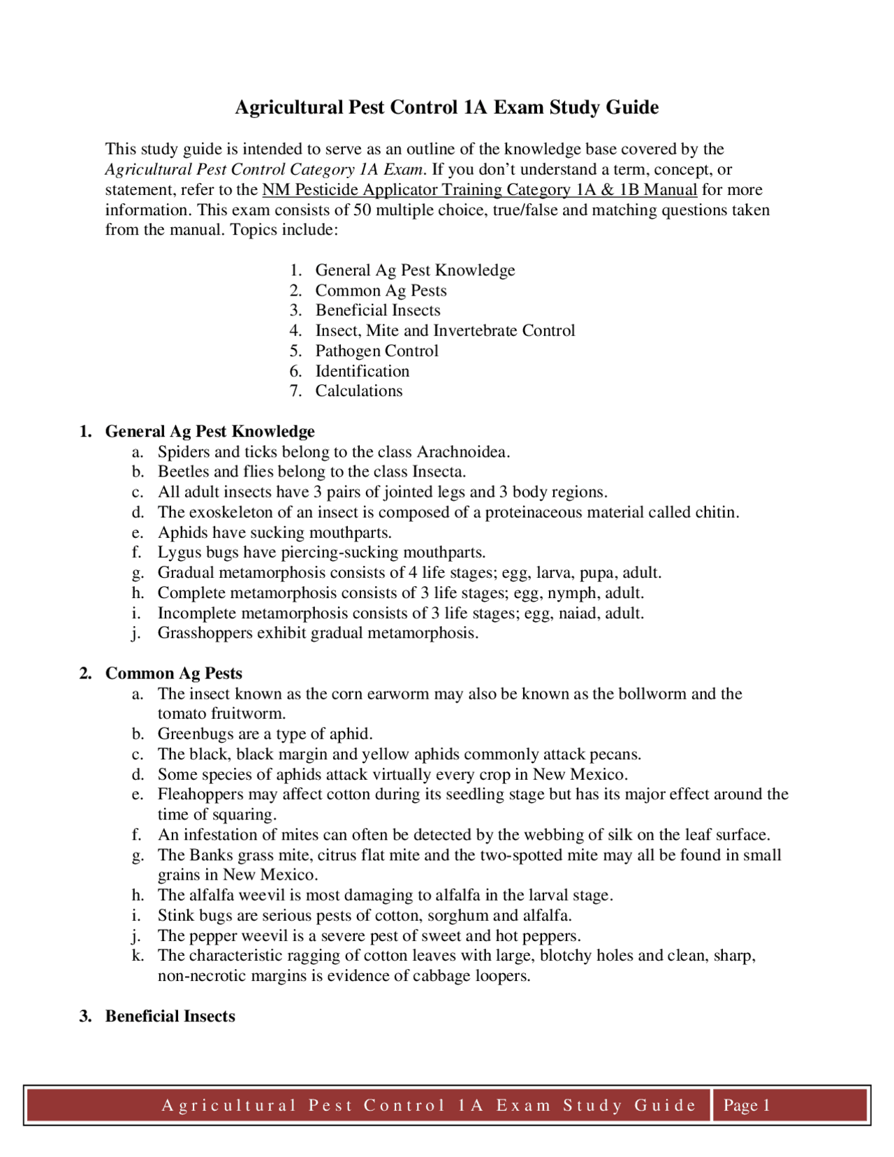 Agricultural Pest Control 1A Exam Study Guide | Study notes Agronomy ...