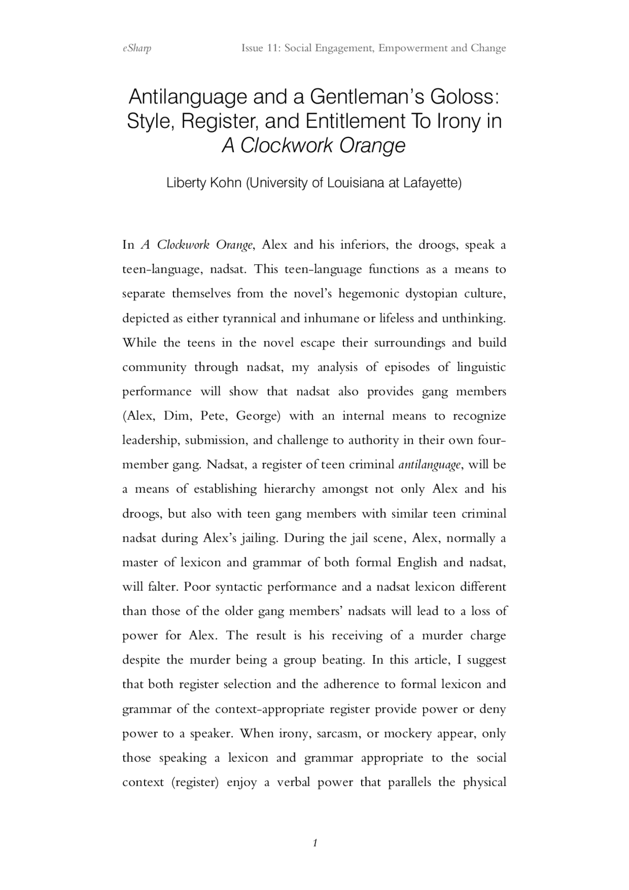 Language & Power in A Clockwork Orange: Nadsat's Role in Teen Gang ...