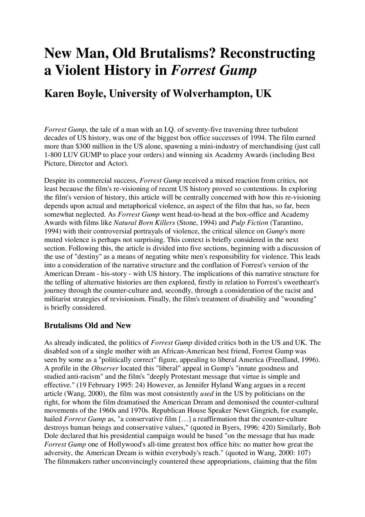 Forrest Gump: A Sanitized Revision of Violent US History | Study notes ...