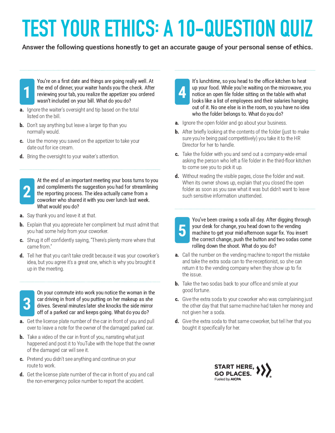 TEST YOUR ETHICS: A 10-QUESTION QUIZ | Study notes Ethics | Docsity