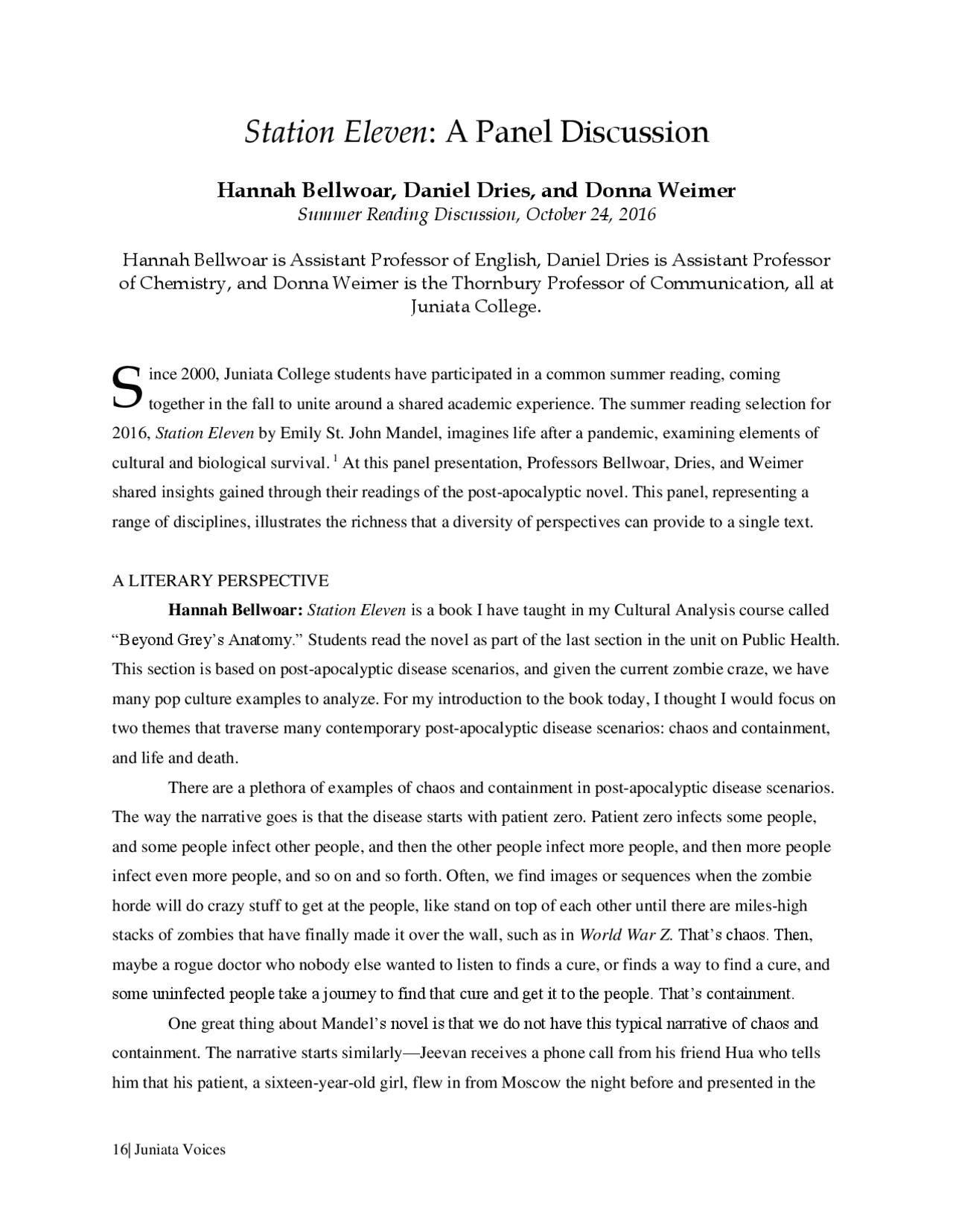 Station Eleven: A Panel Discussion | Study Guides, Projects, Research ...